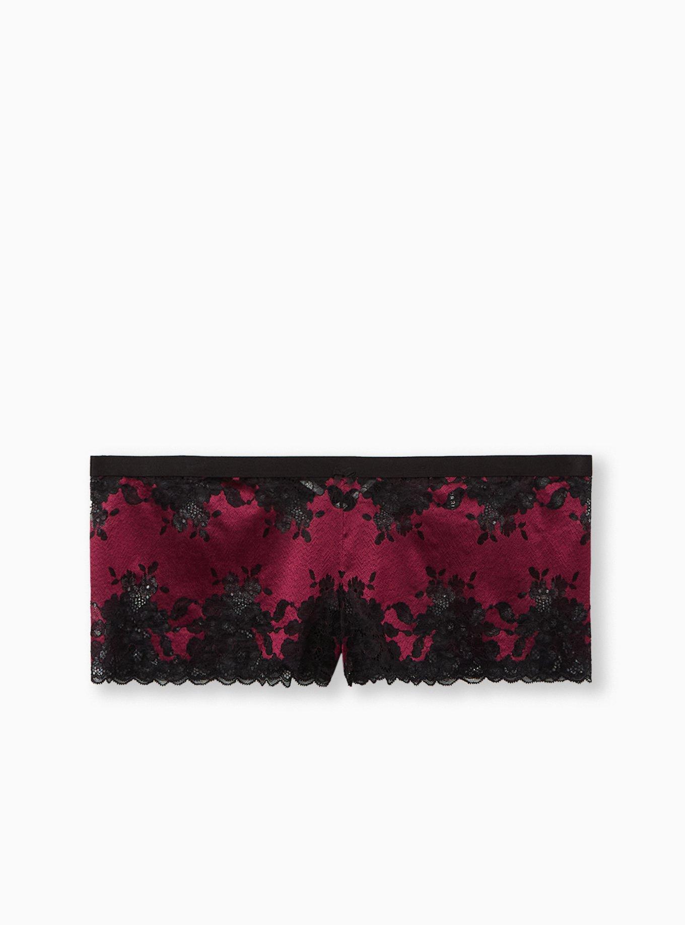 Plus Size - Two Tone Lace Mid-Rise Cheeky Mini Lattice Back Panty - Torrid