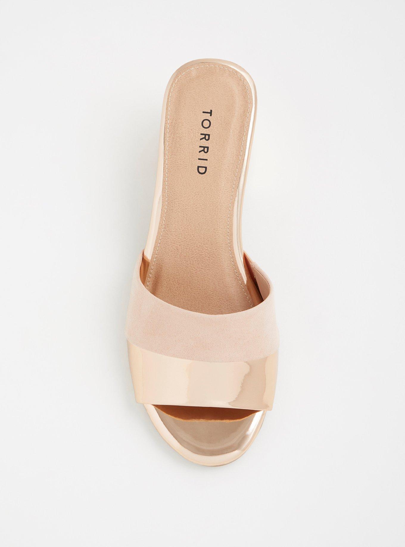Plus Size - Blush Faux Suede Metallic Mule (Wide Width) - Torrid