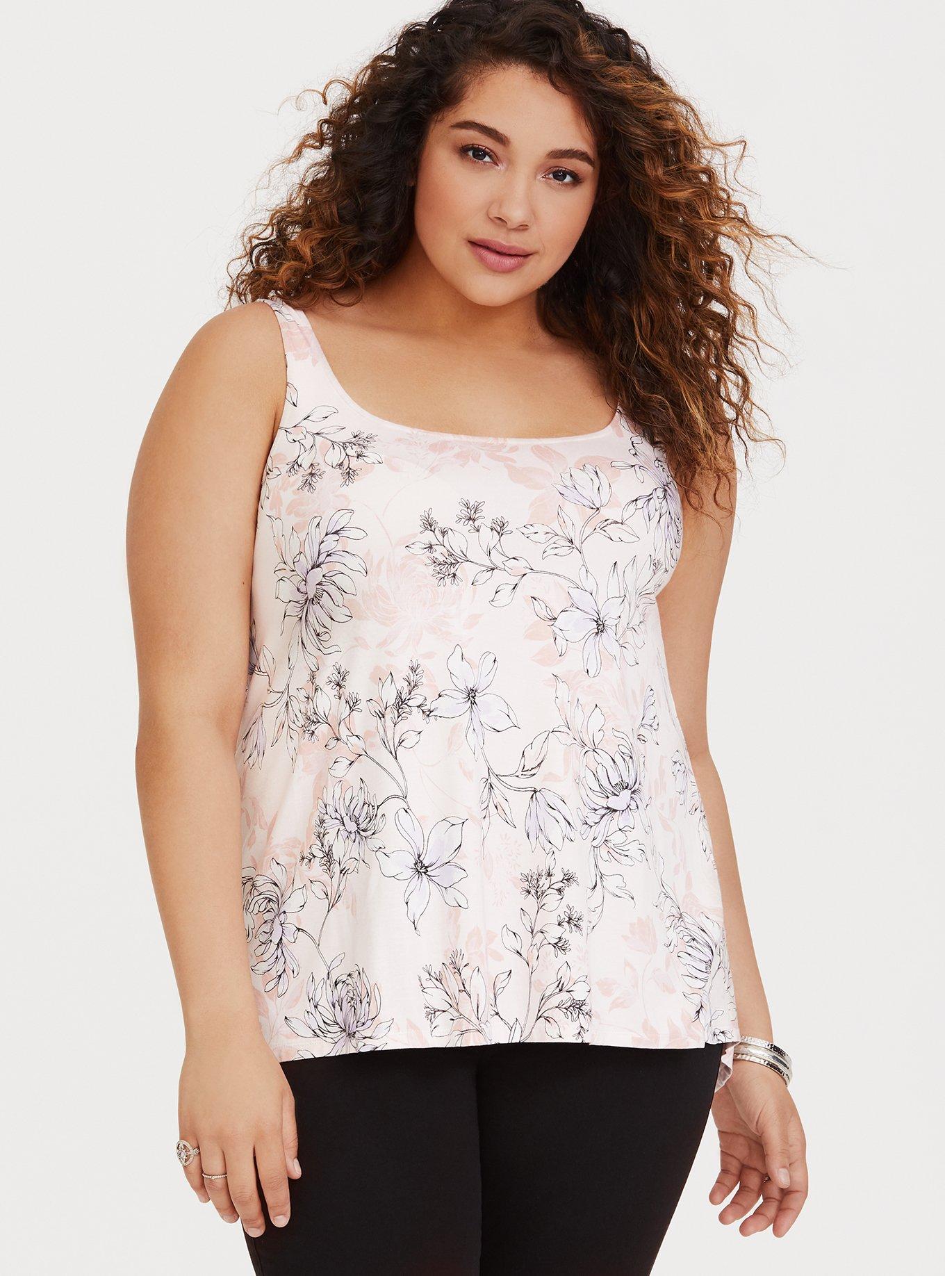 Plus Size - Pink Floral Bow Back Tank - Torrid