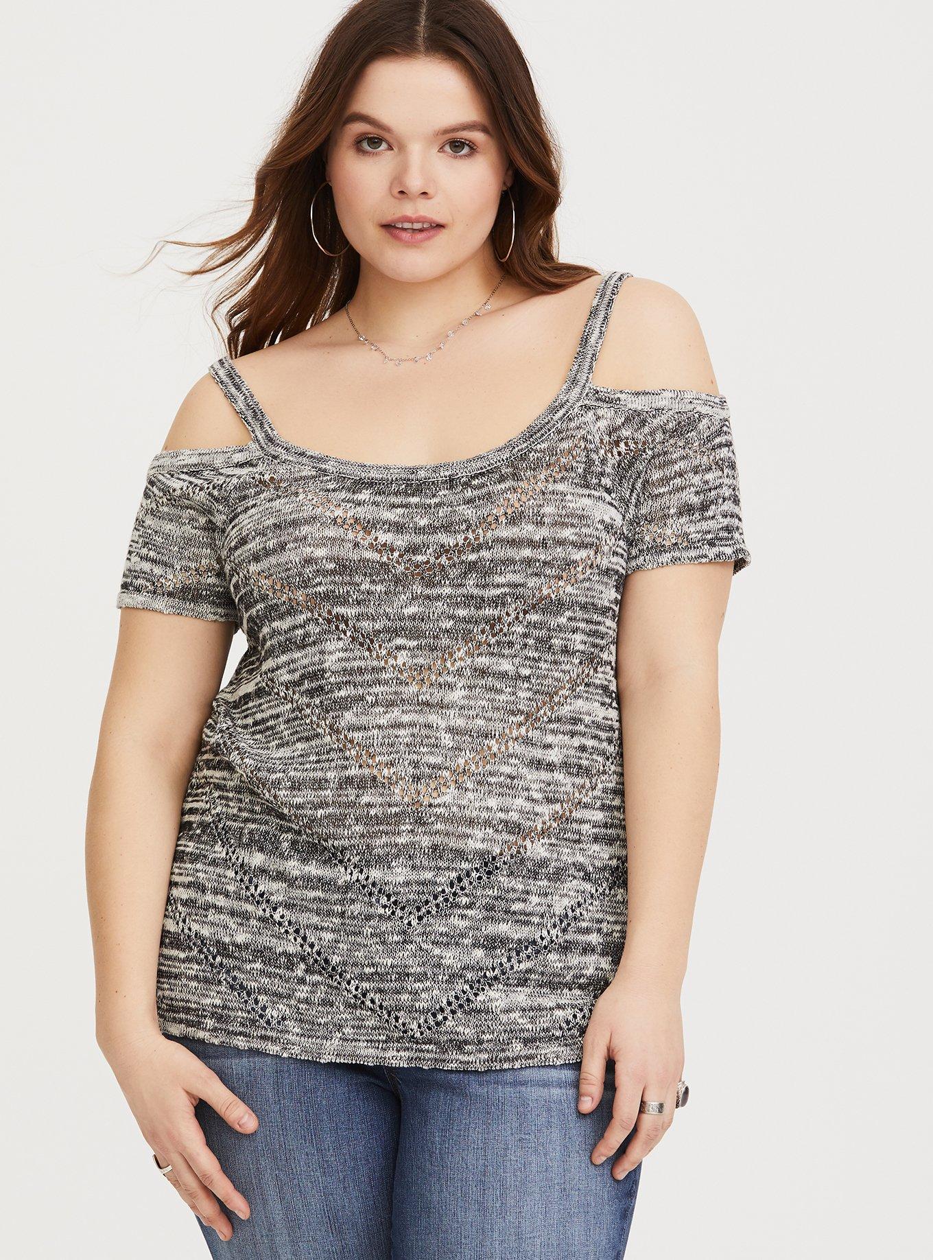 Plus Size - Marled Cold Shoulder Pullover - Torrid