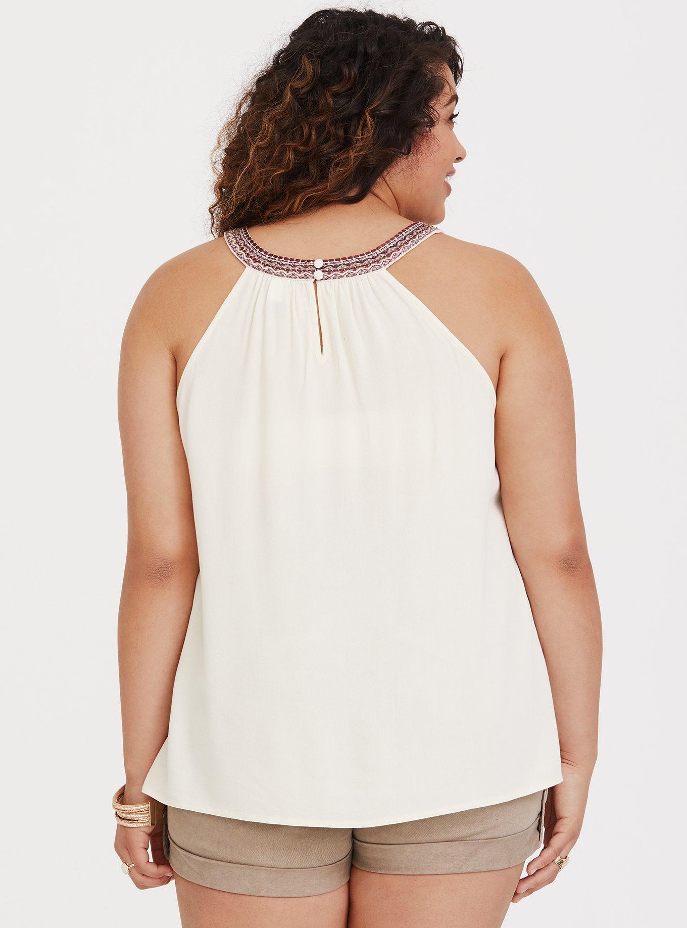 Plus Size - Ivory High Neck Crepe Tank - Torrid
