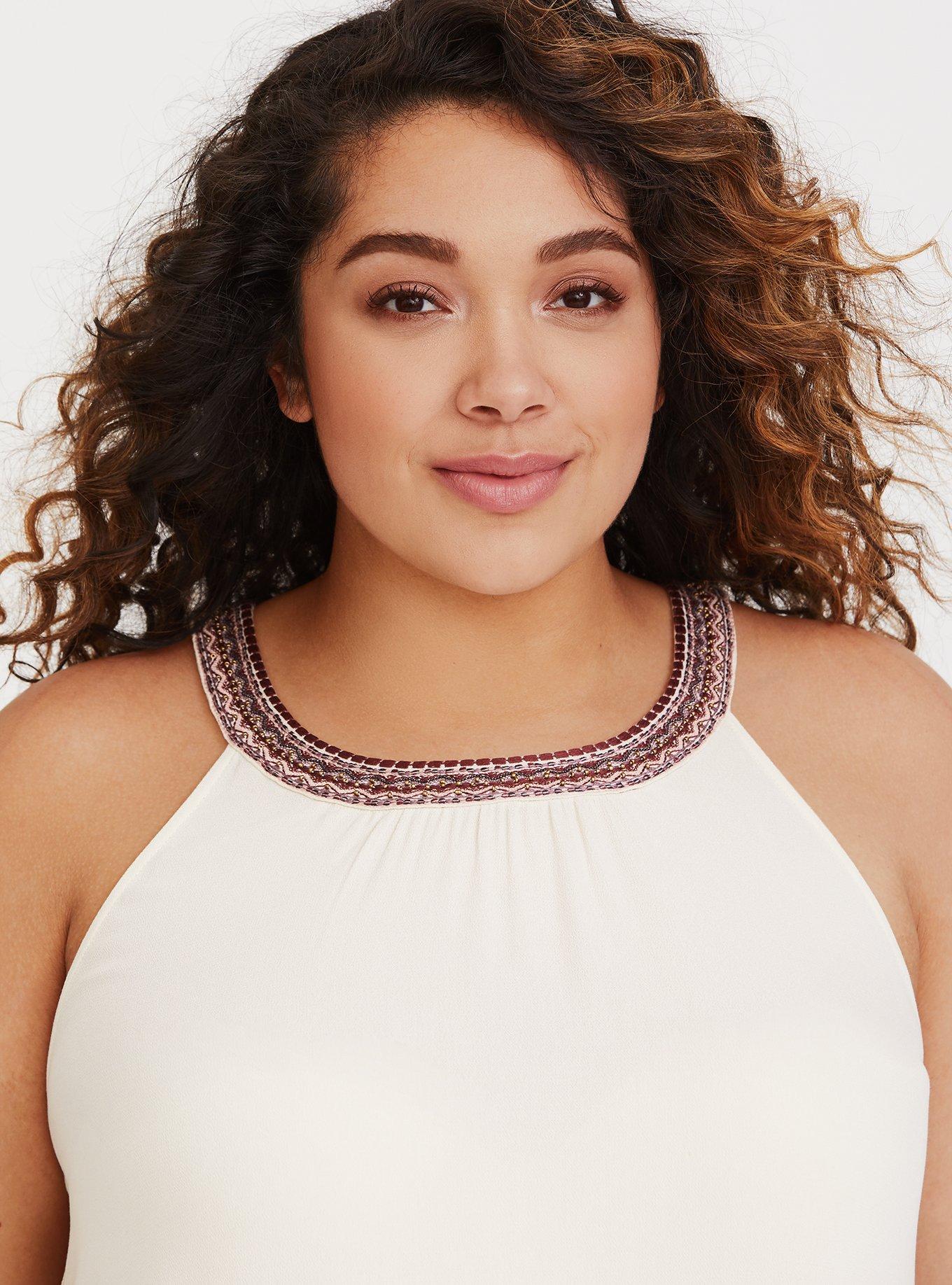 Plus Size - Ivory High Neck Crepe Tank - Torrid