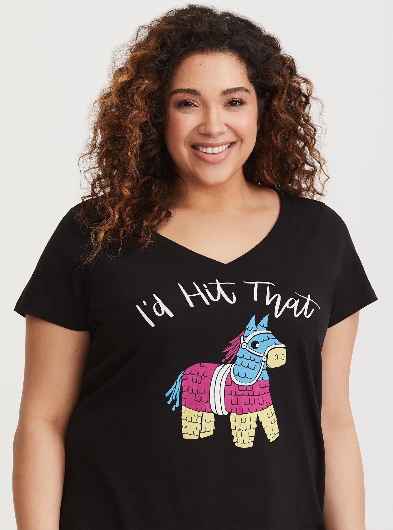 Plus Size - Black Pinata V-Neck Slim Fit Tee - Torrid