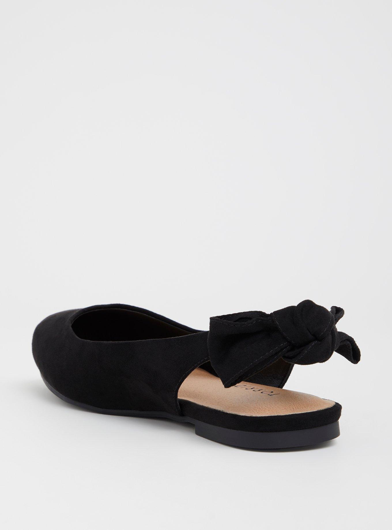 Plus Size - Black Faux Suede Slingback Flat (Wide Width) - Torrid
