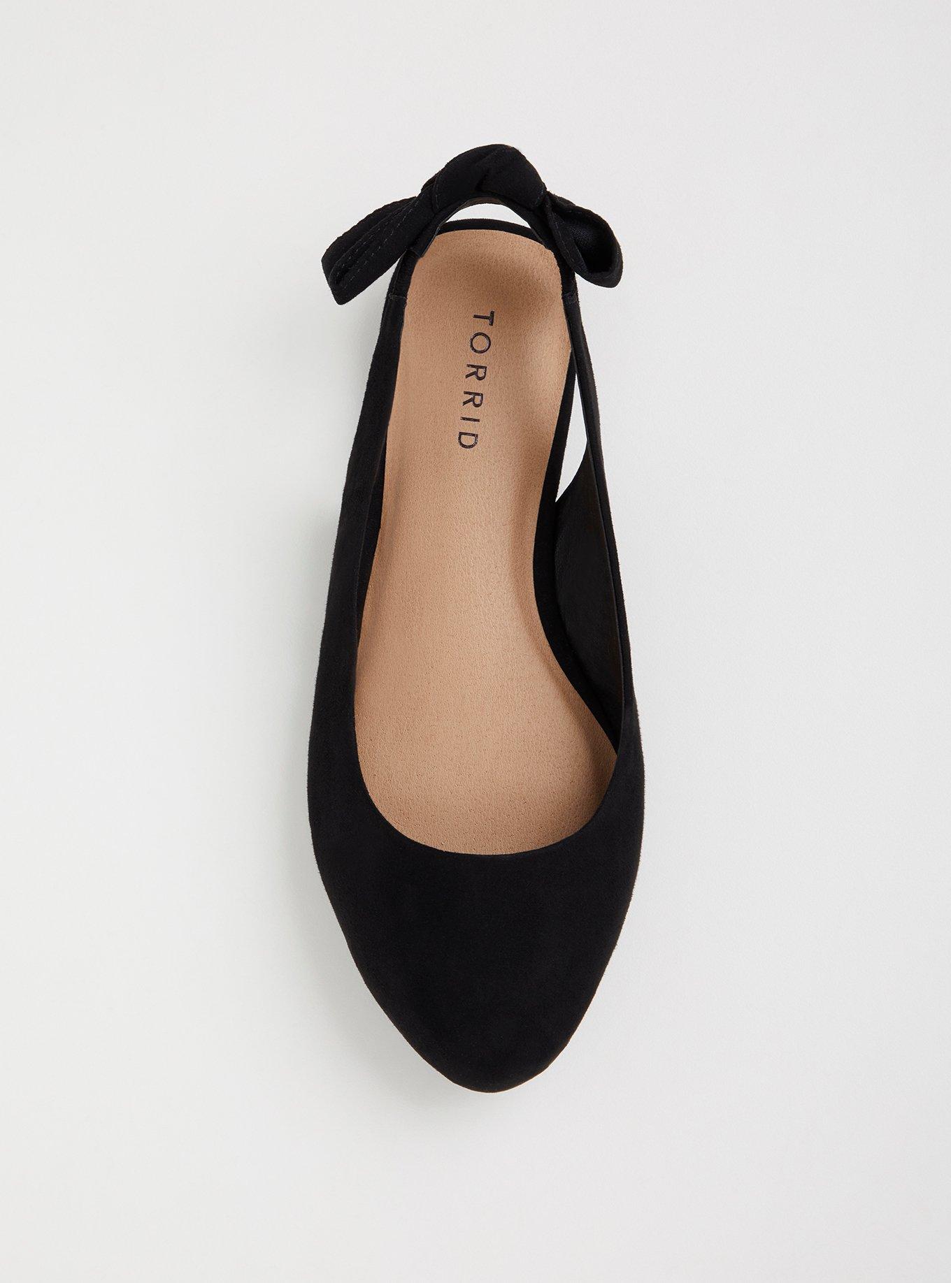 Plus Size - Black Faux Suede Slingback Flat (Wide Width) - Torrid