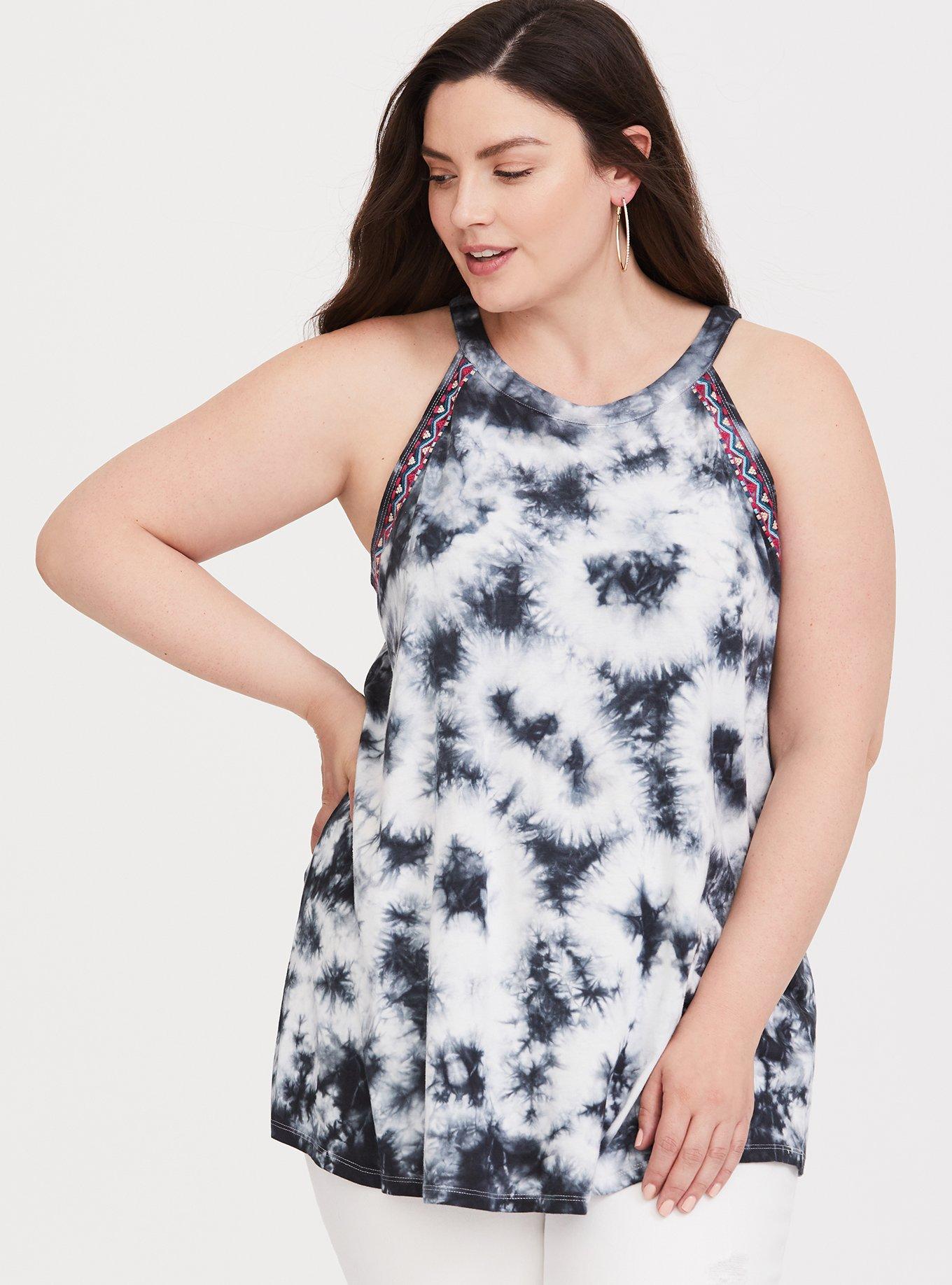 Plus Size - Embroidered Tie-Dye High Neck Tank - Torrid
