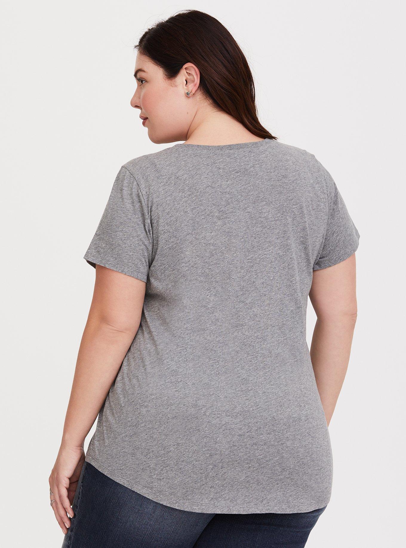 Plus Size - Heather Grey Slashed Crew Classic Fit Tee - Torrid