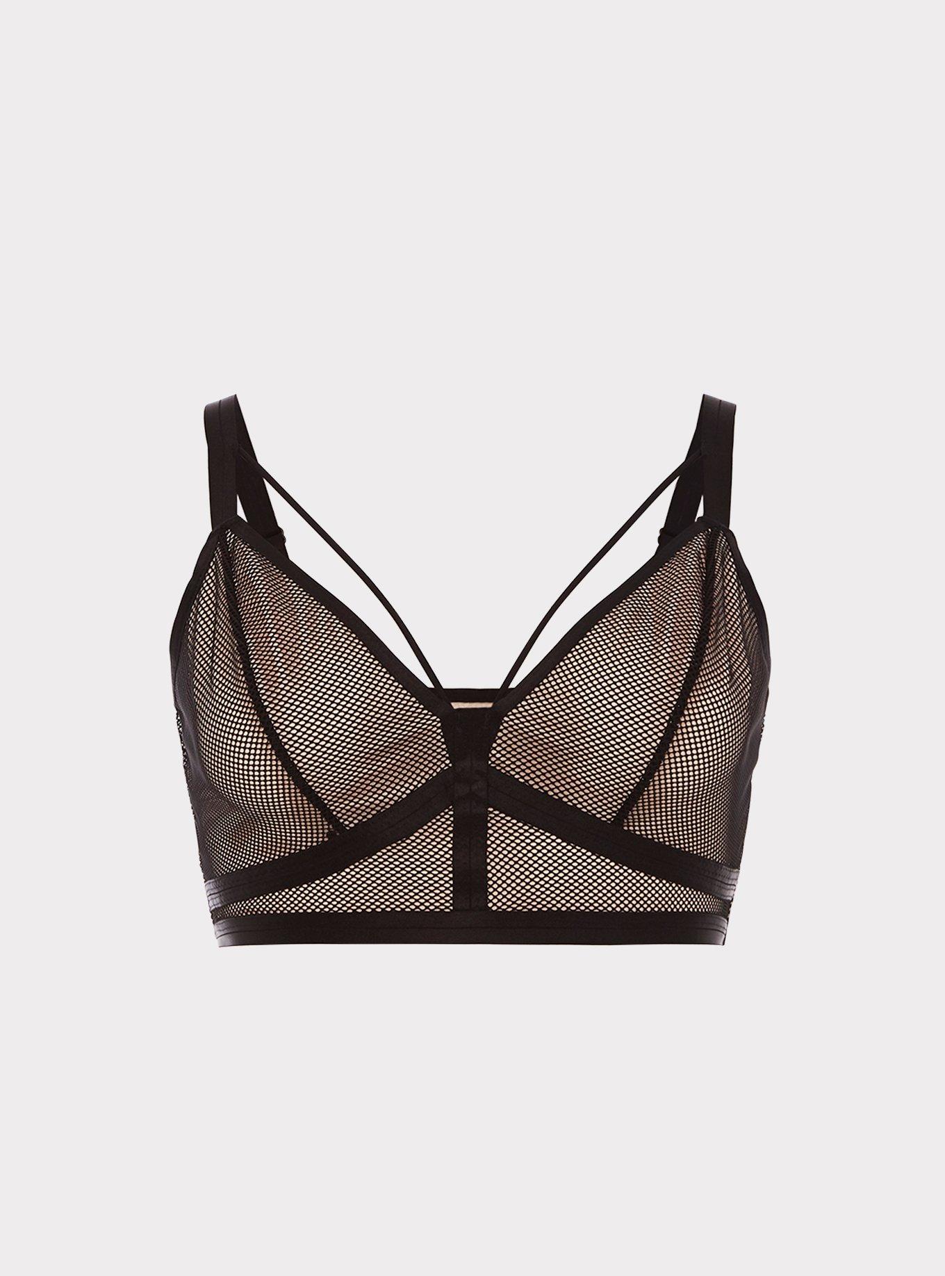 Plus Size - Black Strappy Mesh Bralette - Torrid