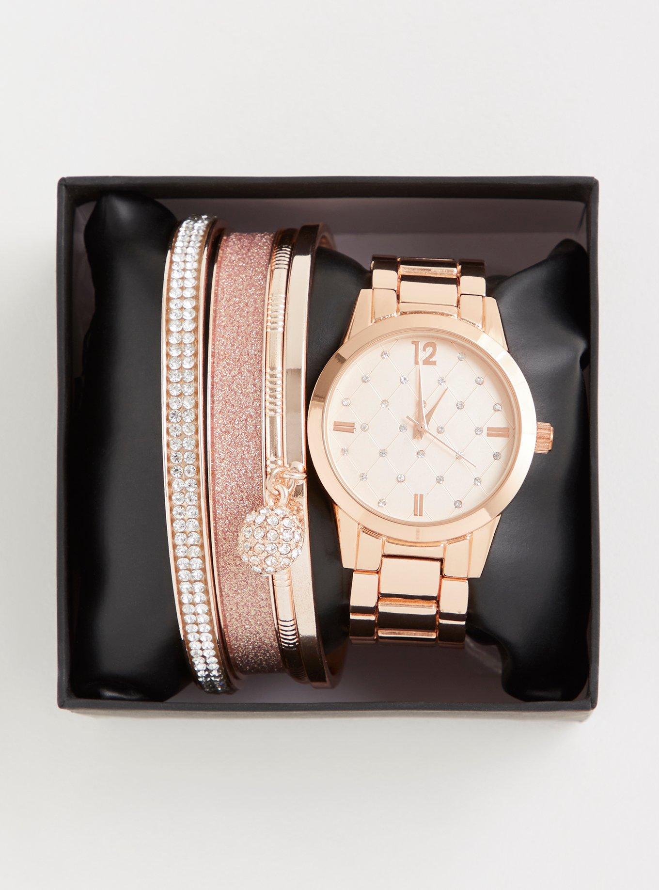 Plus Size - Rose Gold Glitter Watch Set - Set of 5 - Torrid