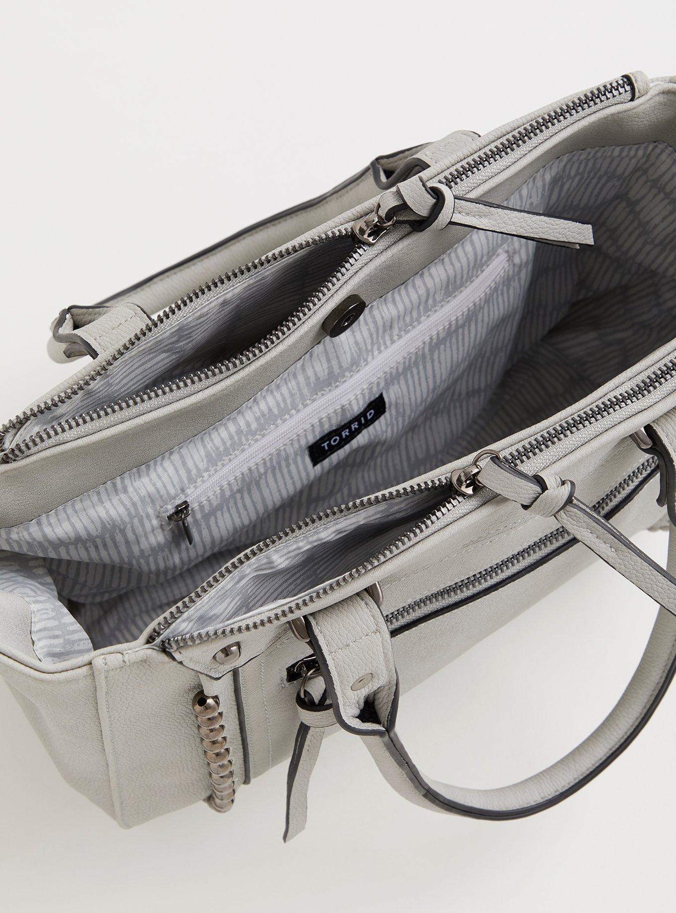 Plus Size - Grey Stud Line Crossbody Satchel - Torrid