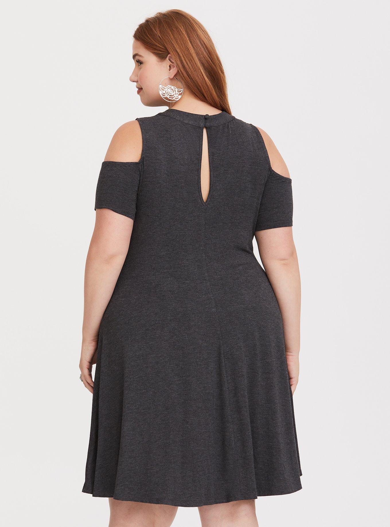 Plus Size - Super Soft Grey Lattice Mini Dress - Torrid