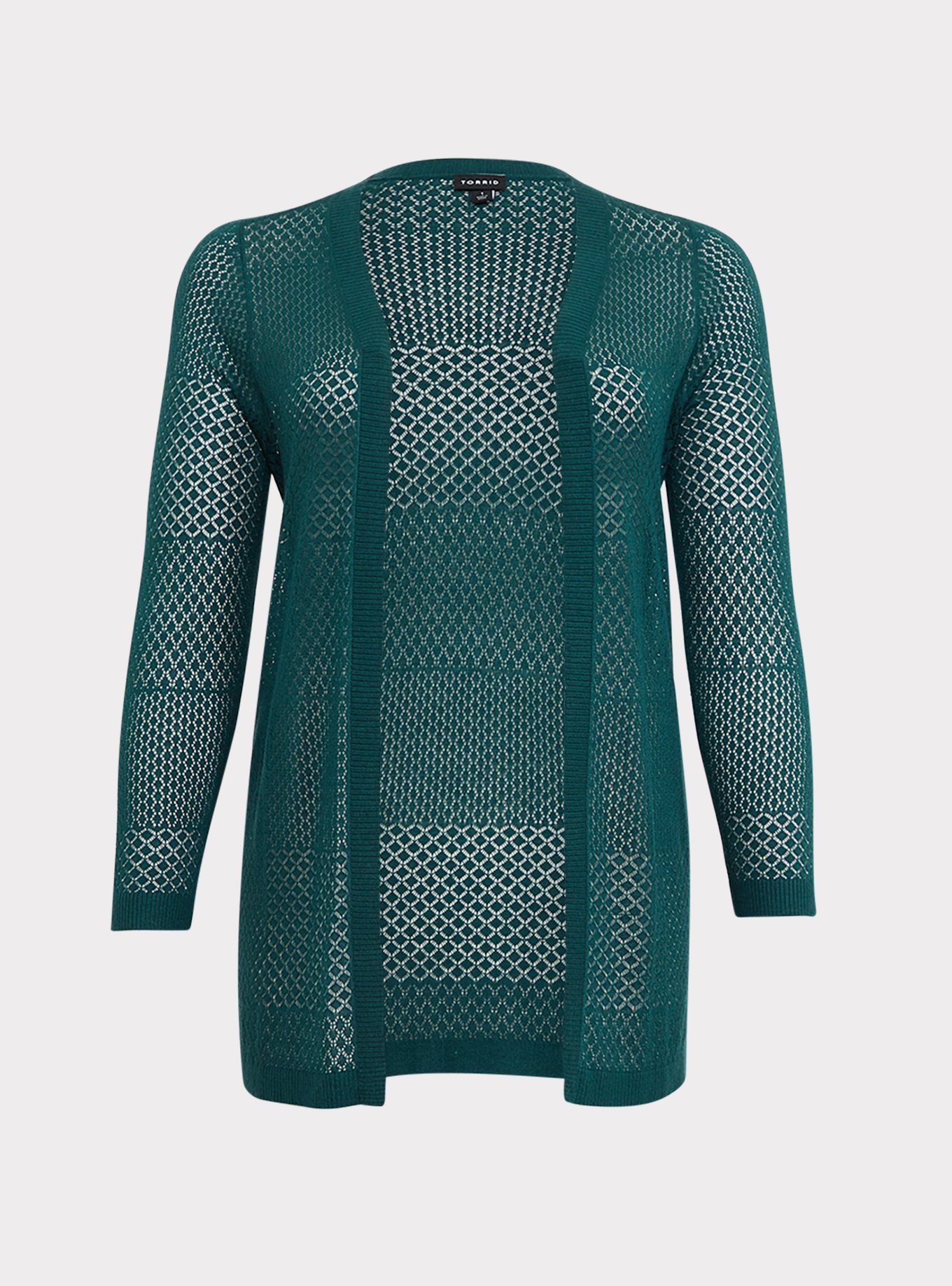 Plus Size - Pointelle Cardigan Open Front Sweater - Torrid