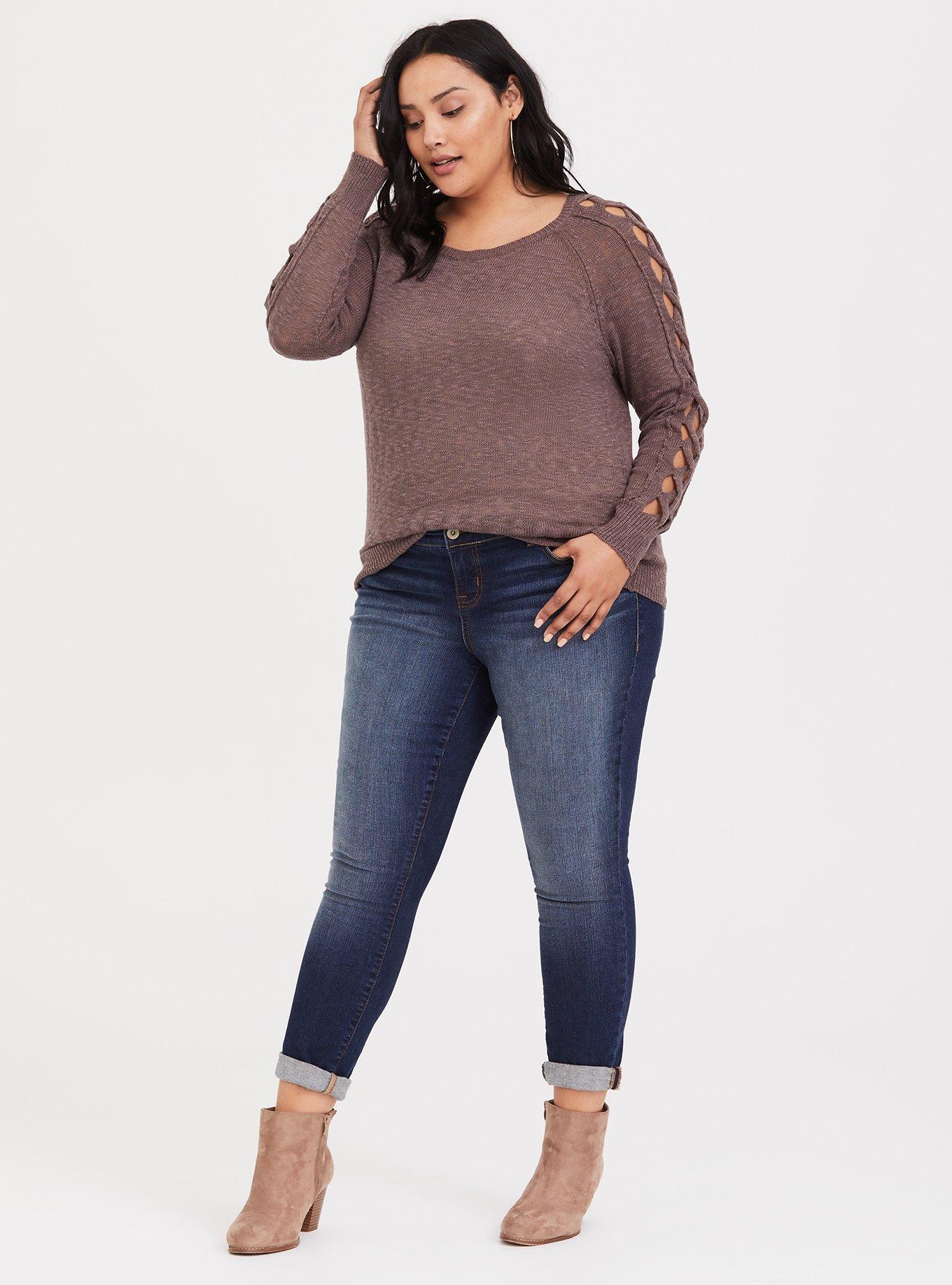 Plus Size - Brown Braided Pullover Sweater - Torrid