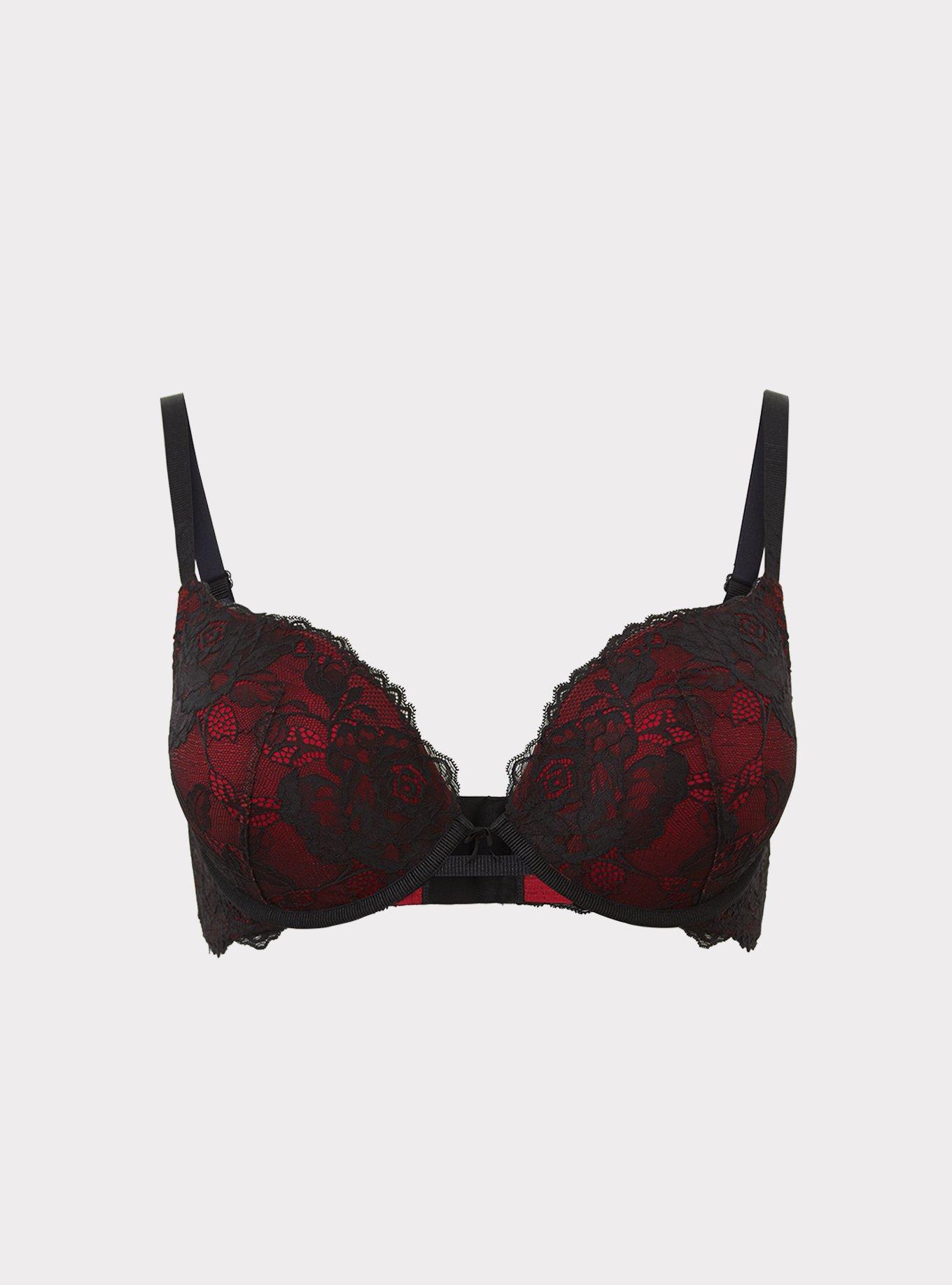 Plus Size - Red Removable Strap Lace Push-Up Plunge Bra - Torrid