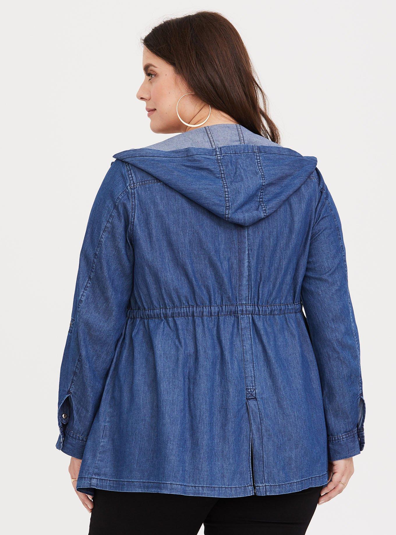 Plus Size - Medium Wash Denim Anorak - Torrid