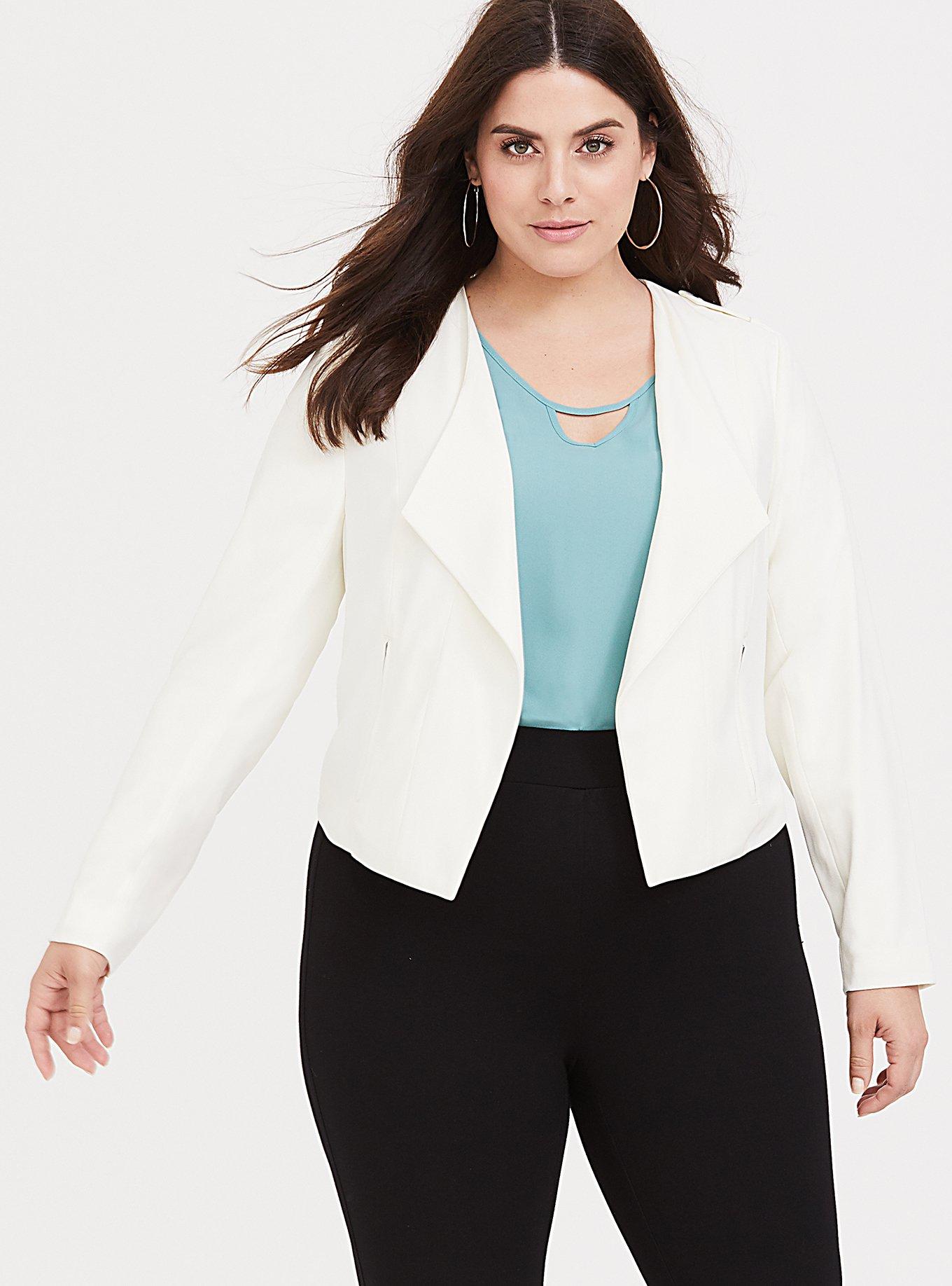 Plus Size - White Drape Crepe Jacket - Torrid
