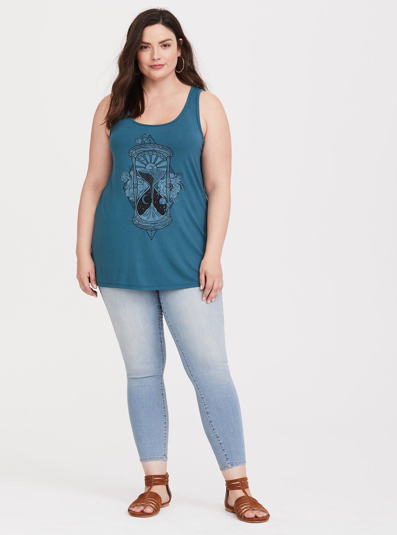 Plus Size - Teal Hourglass Slim Fit Tank - Torrid