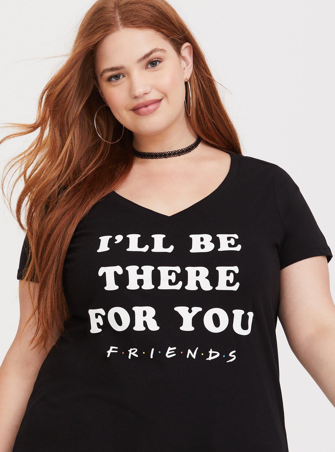 Plus Size - Friends Black V-neck Slim Fit Tee - Torrid