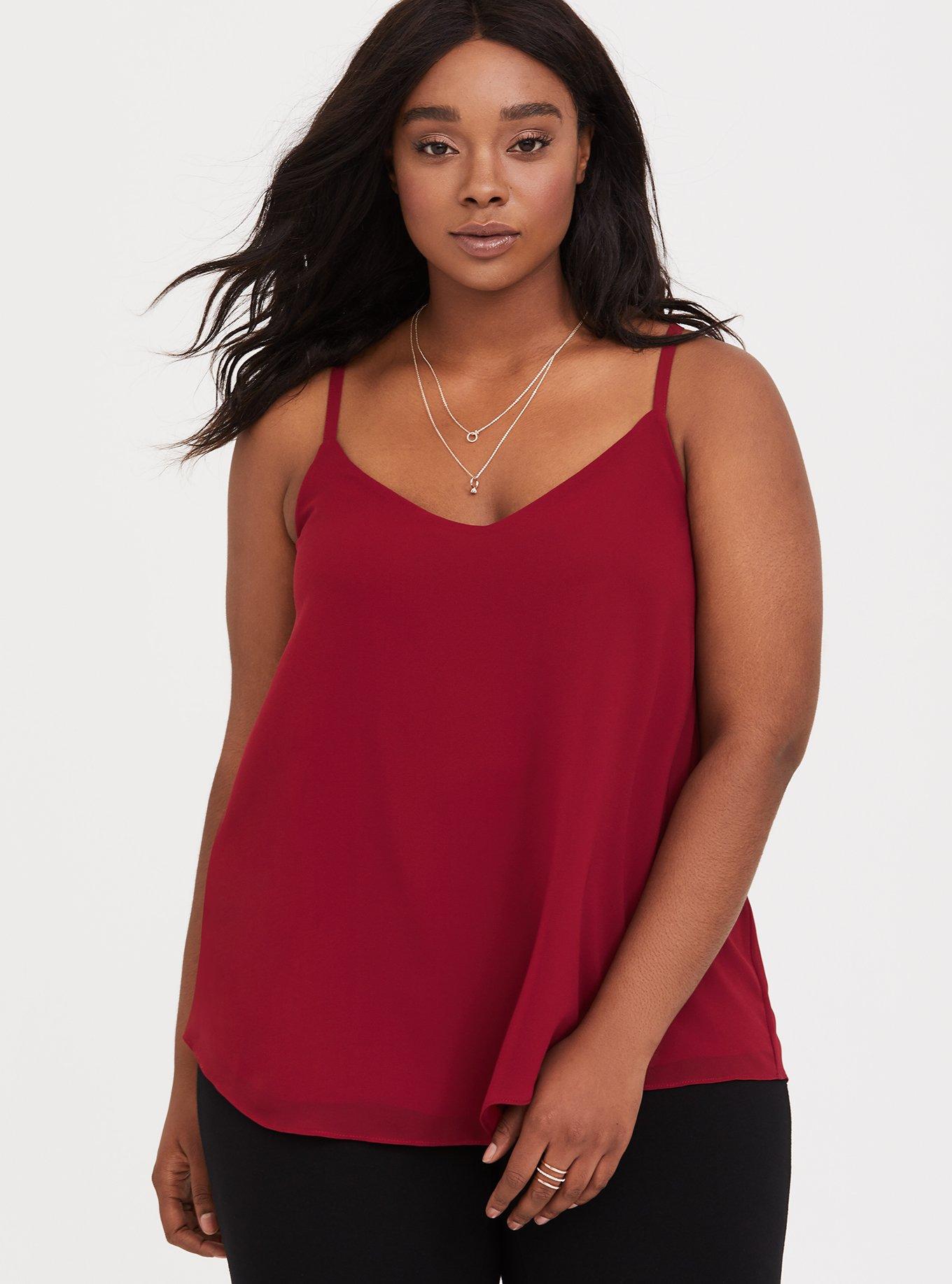 Plus Size - Sophie - Red Double Layer Georgette Swing Cami - Torrid
