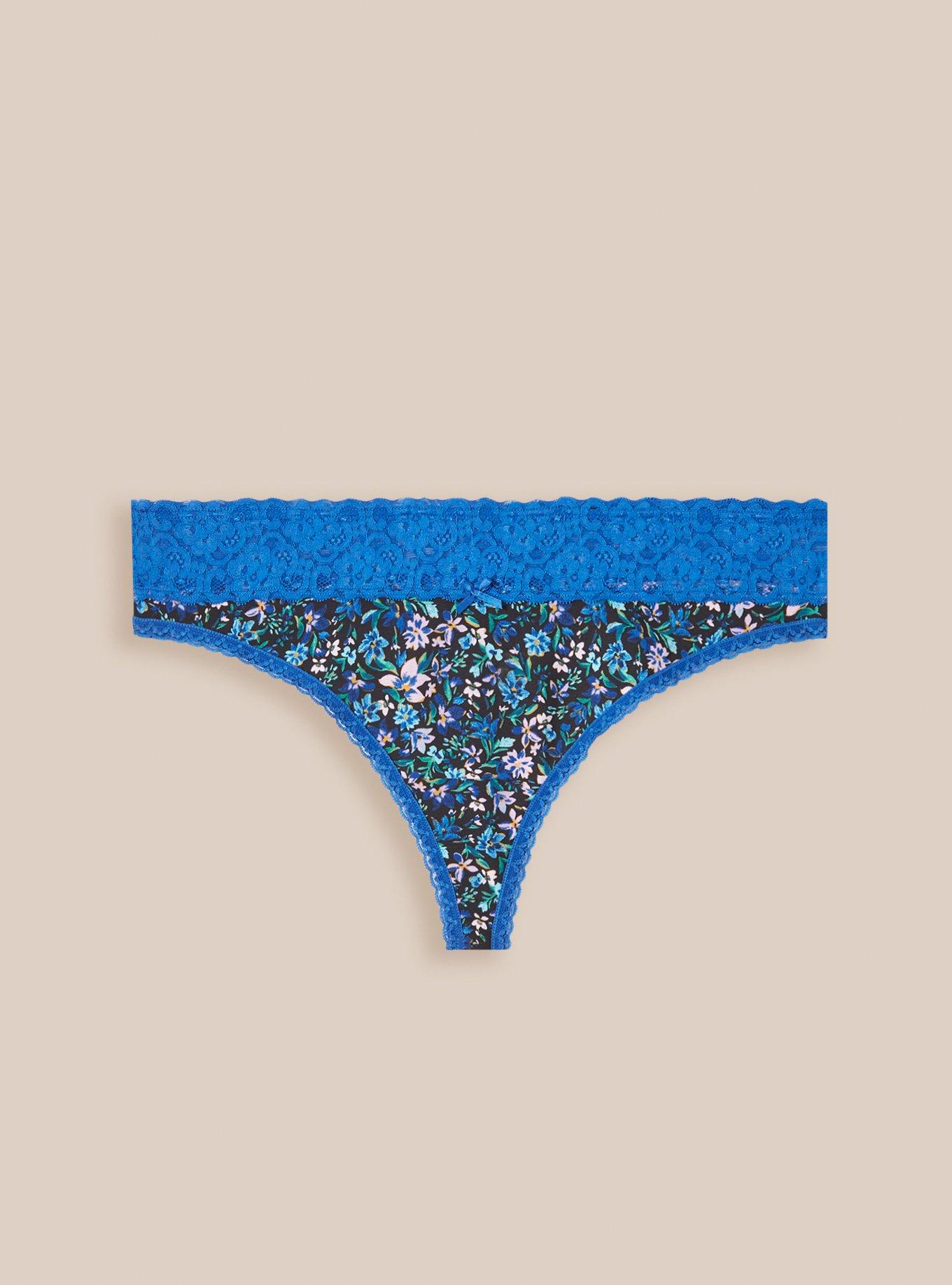 Plus Size - Cotton Mid-Rise Thong Lace Trim Panty - Torrid