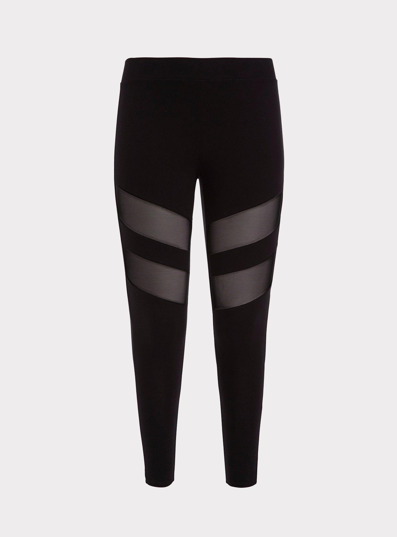 Plus Size - Black Mesh Inset Knit Legging - Torrid