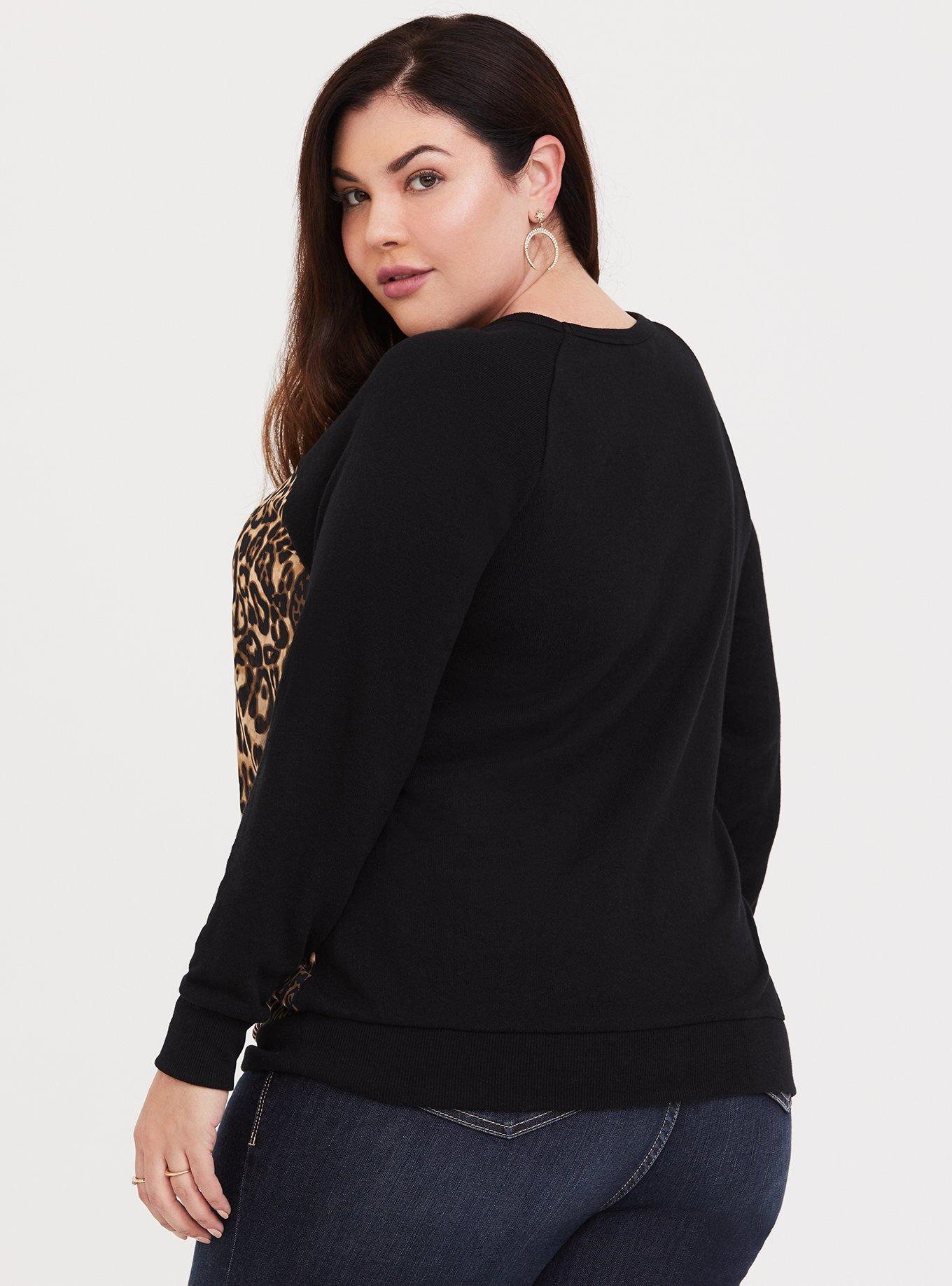 Plus Size - Leopard Print Chiffon Knit Sweatshirt - Torrid