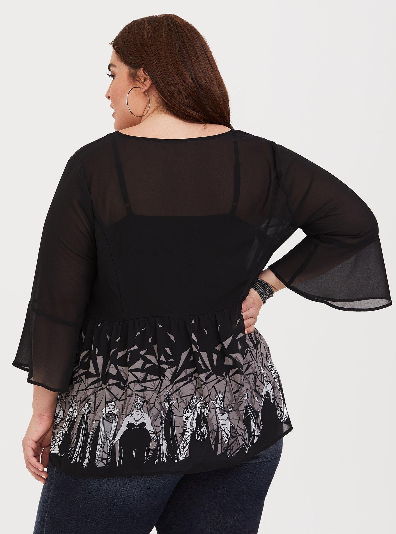 Plus Size - Disney Villains Border Print Black Blouse - Torrid