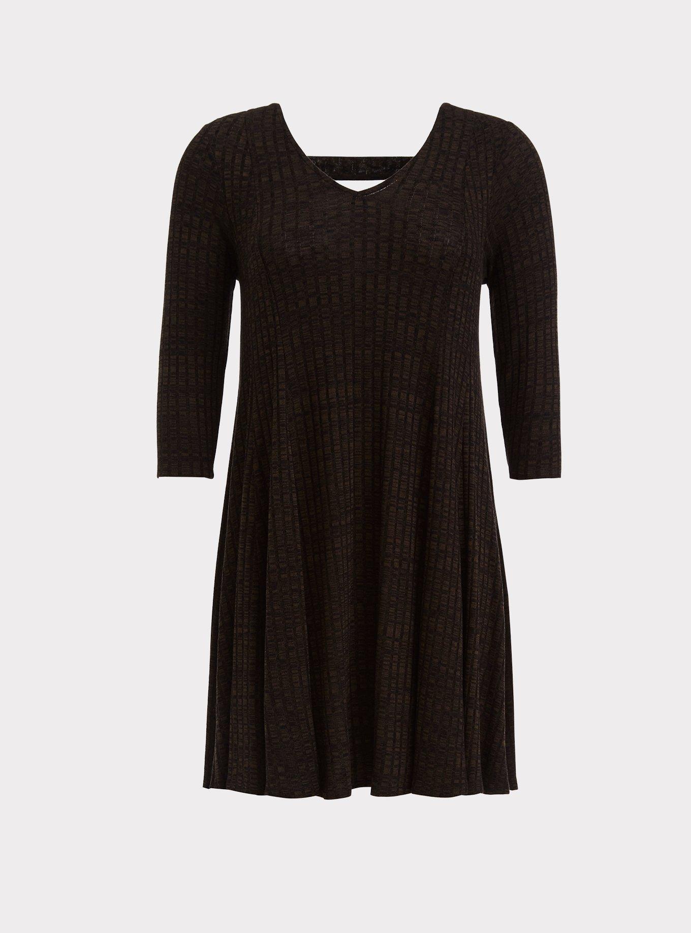 Plus Size - Olive Ladder Back Ribbed Skater Dress - Torrid