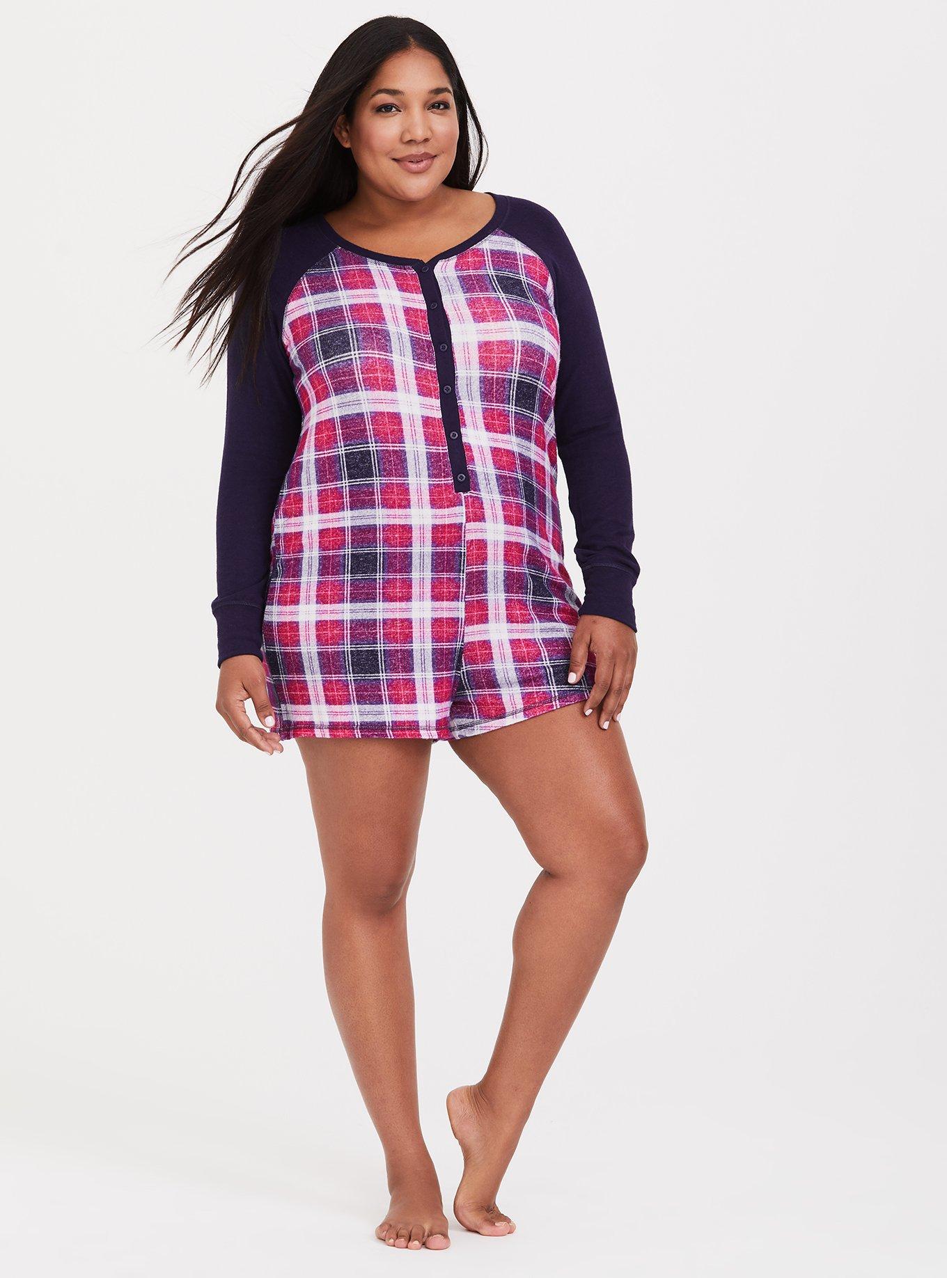 Plus Size - Super Soft Henley Sleep Romper - Torrid