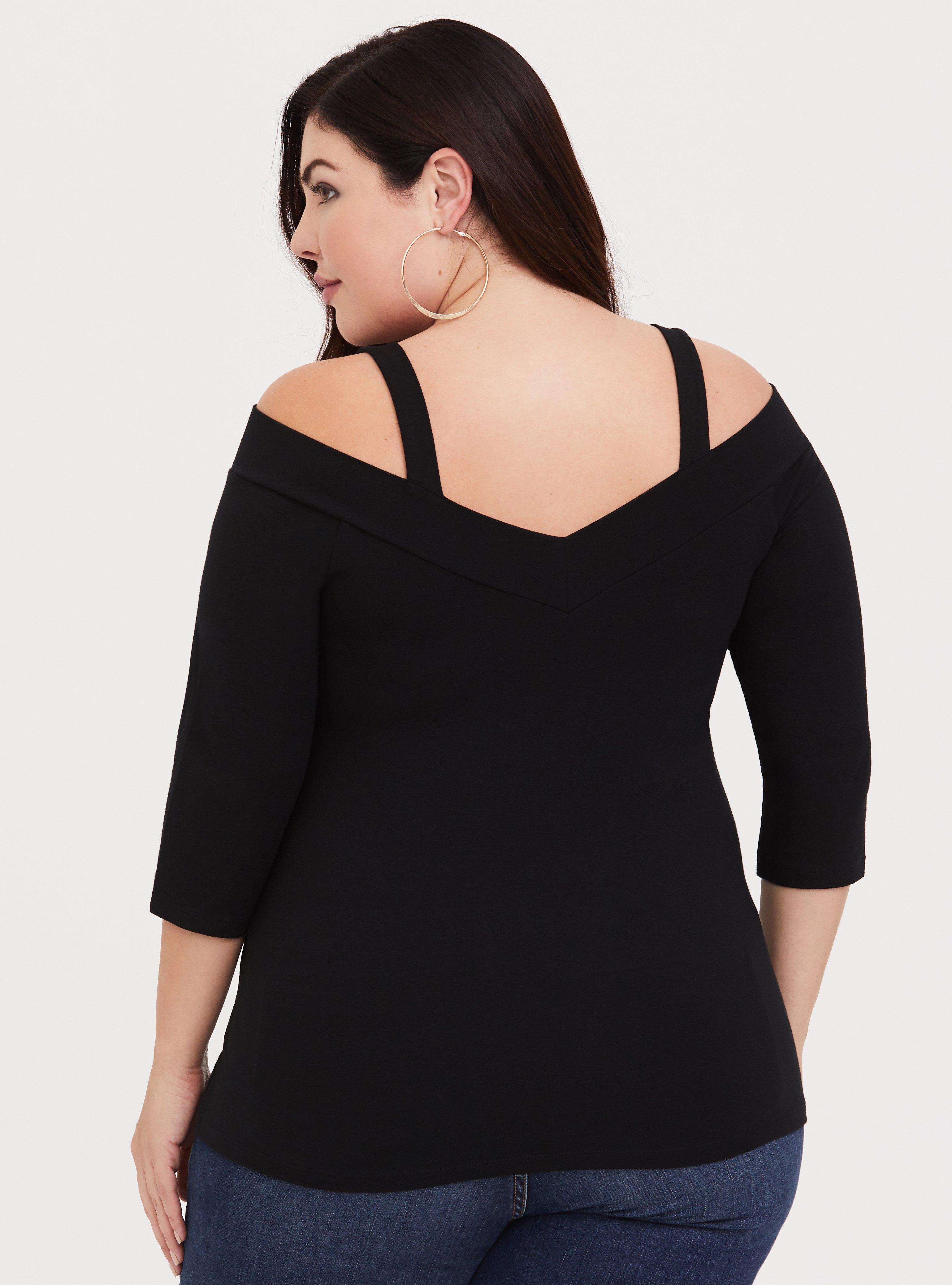 Plus Size - Black Cold Shoulder Foxy Tee - Torrid