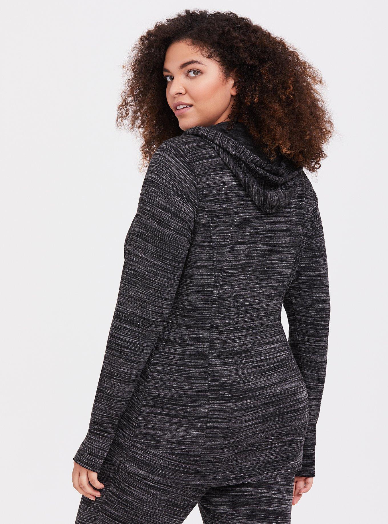 Plus Size - Black Brushed French Terry Jacket - Torrid