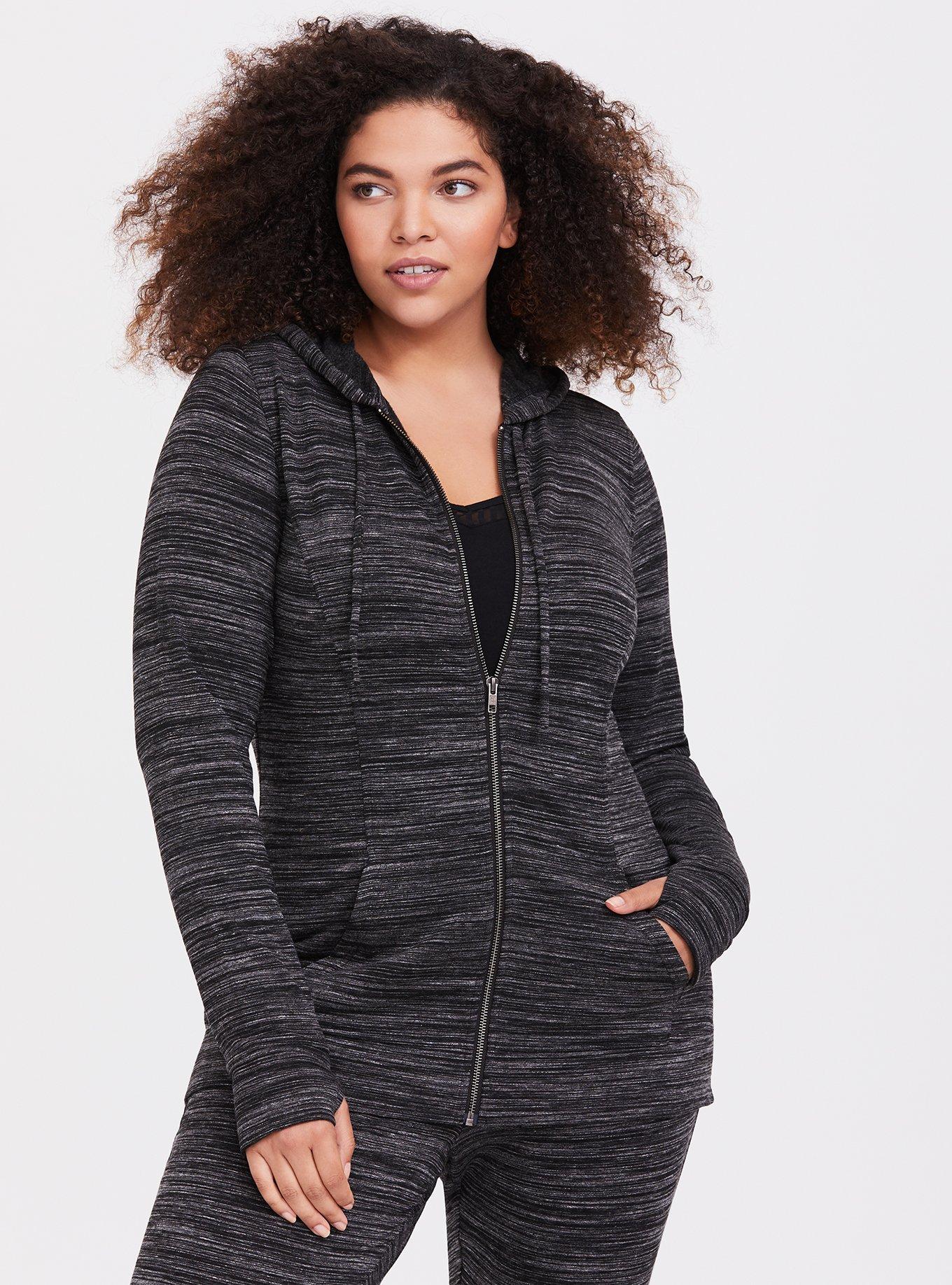 Plus Size - Black Brushed French Terry Jacket - Torrid