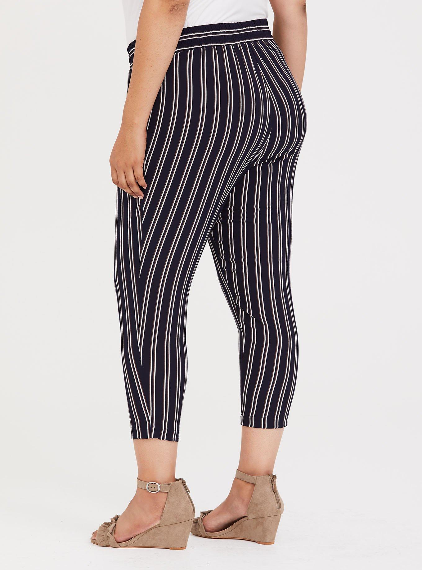 Plus Size - Navy Stripe Cropped Crepe Pant - Torrid