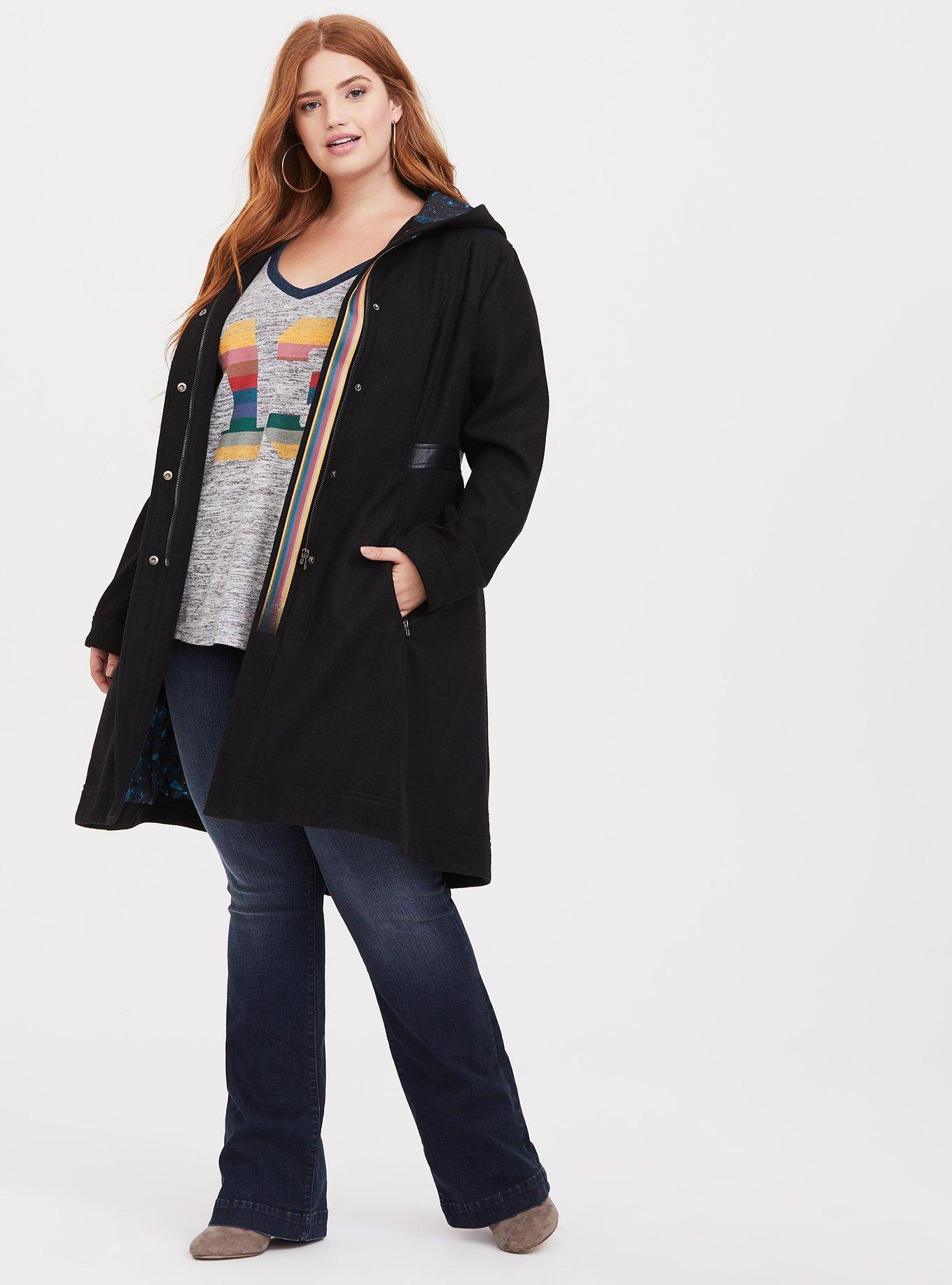 Plus Size - Her Universe Doctor Who Black Lace Back Coat - Torrid
