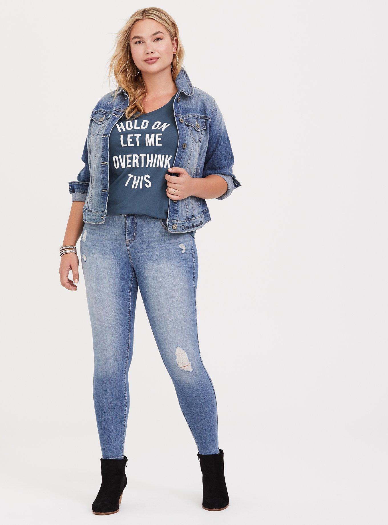 Plus Size - Overthink This Teal Slim Fit Tee - Torrid