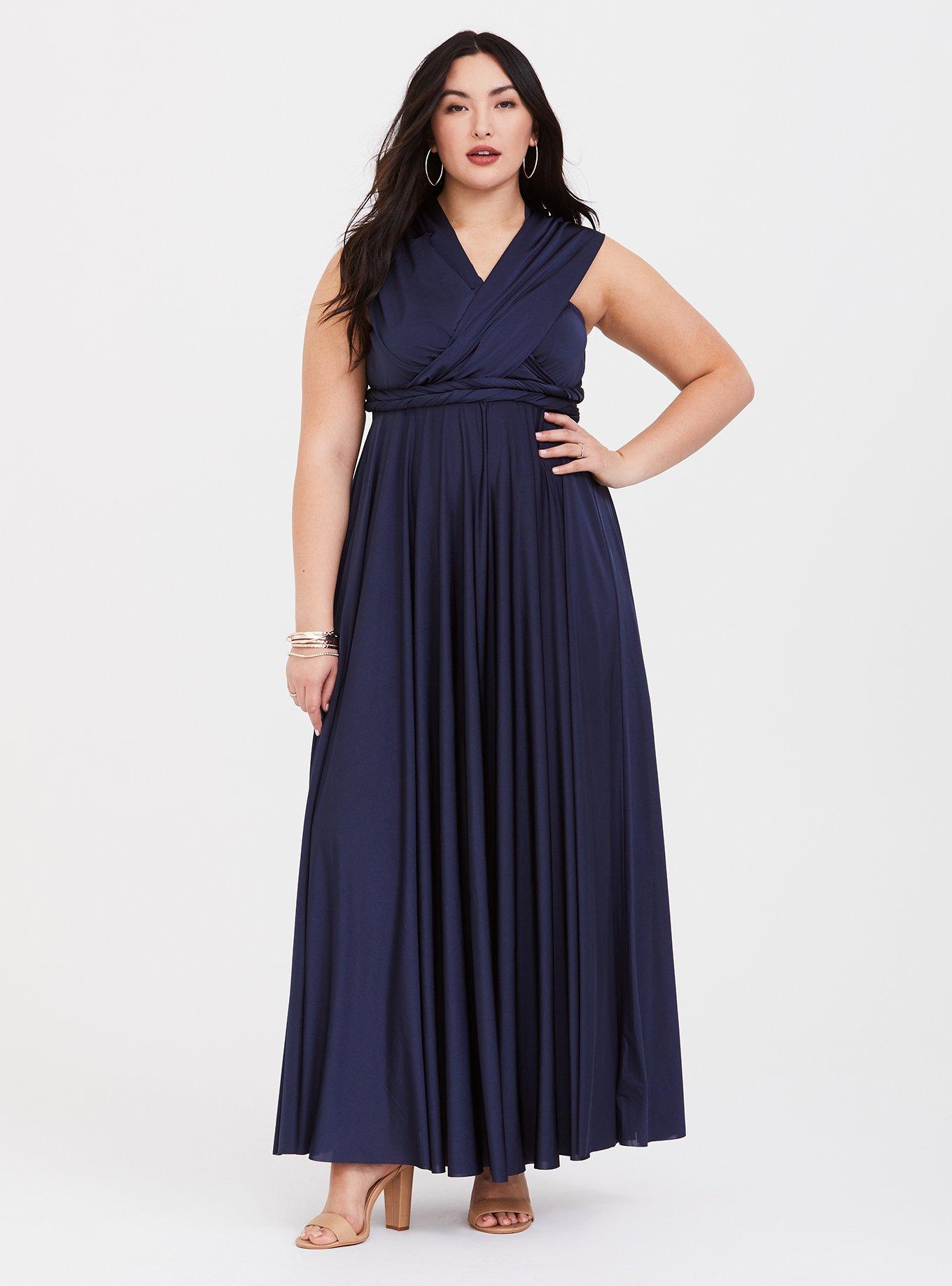 Plus Size - Special Occassion Navy Studio Knit Convertible Maxi Dress ...