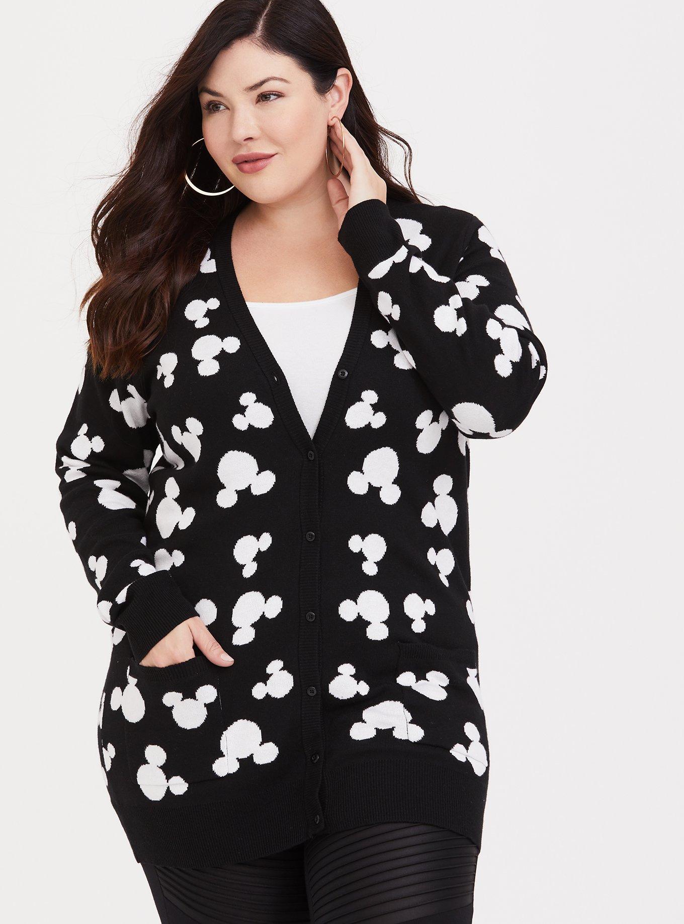 Plus Size - Disney Mickey's 90th Anniversary Black & White Knit ...