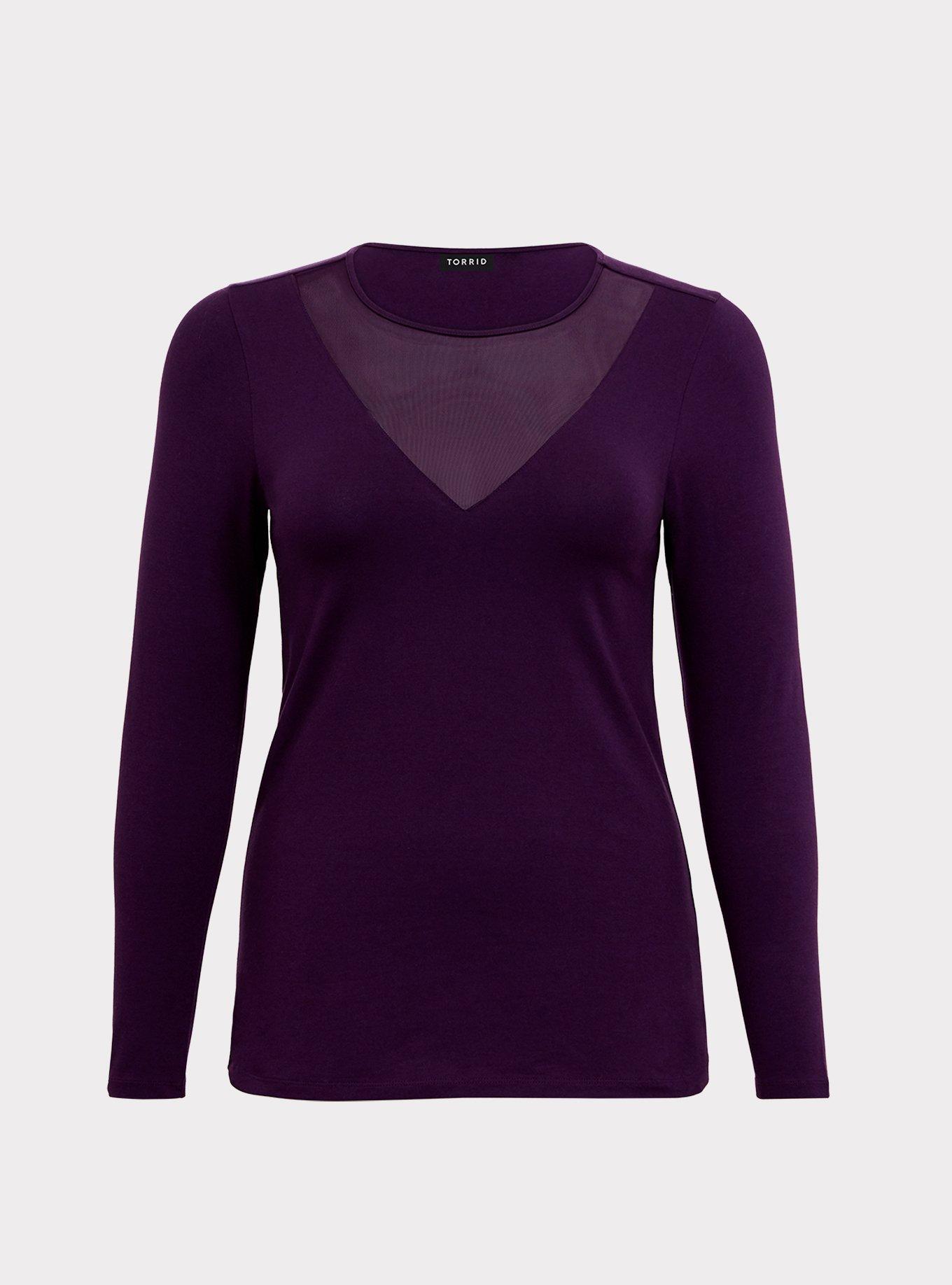 Plus Size - Purple Mesh Foxy Tee - Torrid