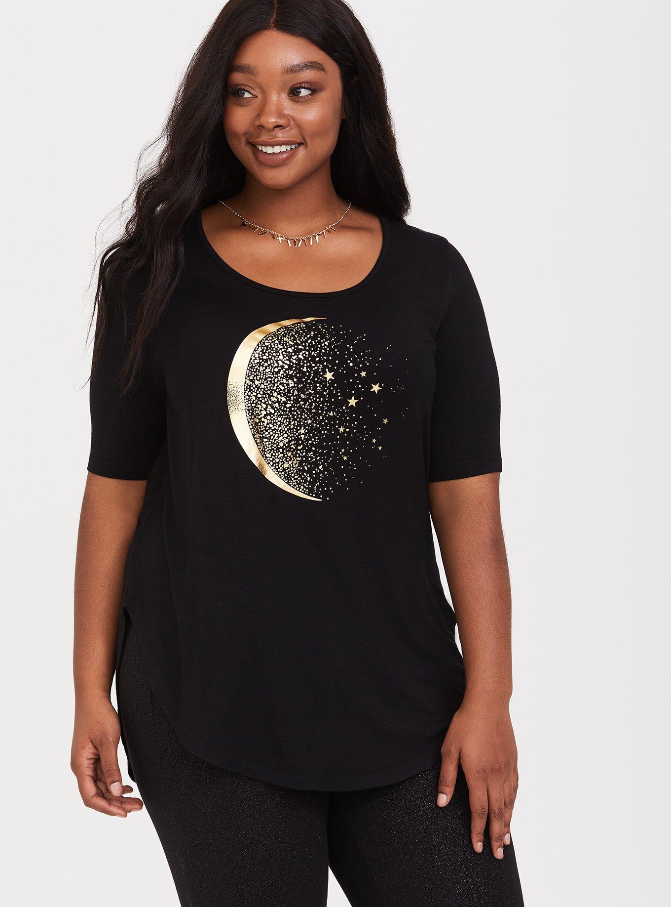 Plus Size - Super Soft Black Moon Tunic Tee - Torrid