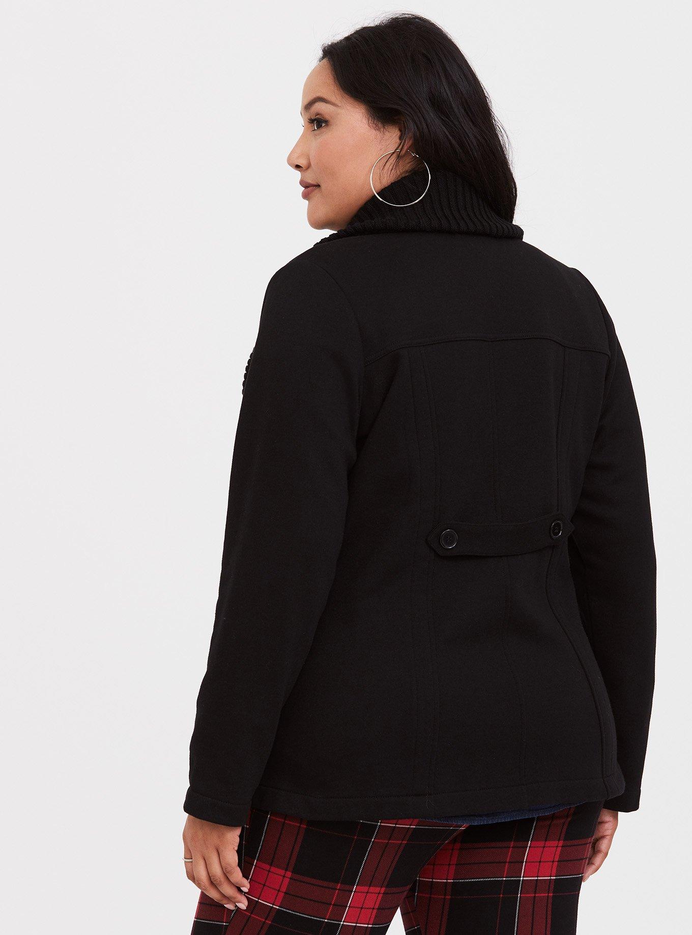 Plus Size - Black Shawl Lapel Knit Coat - Torrid