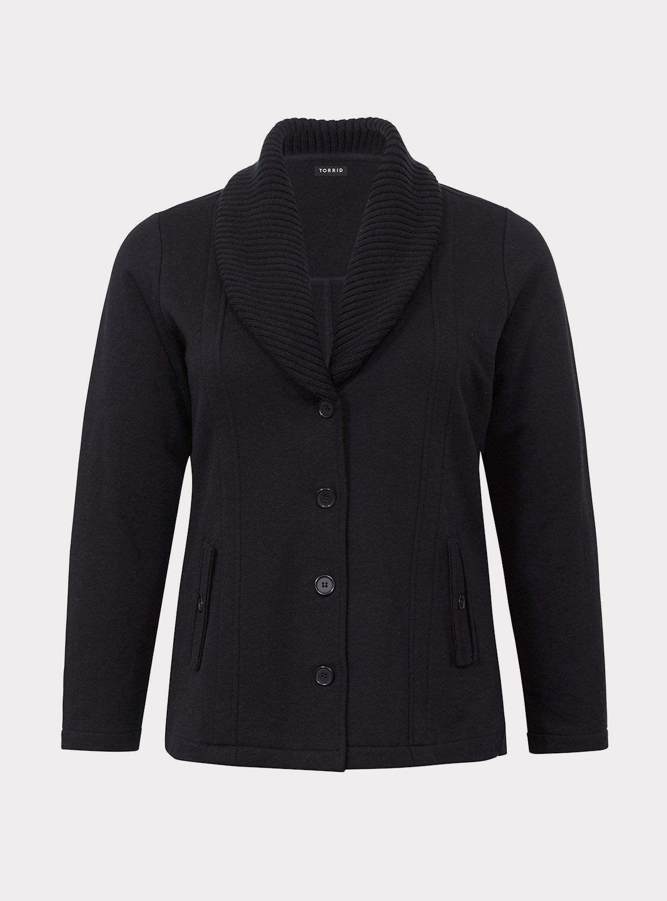 Plus Size - Black Shawl Lapel Knit Coat - Torrid