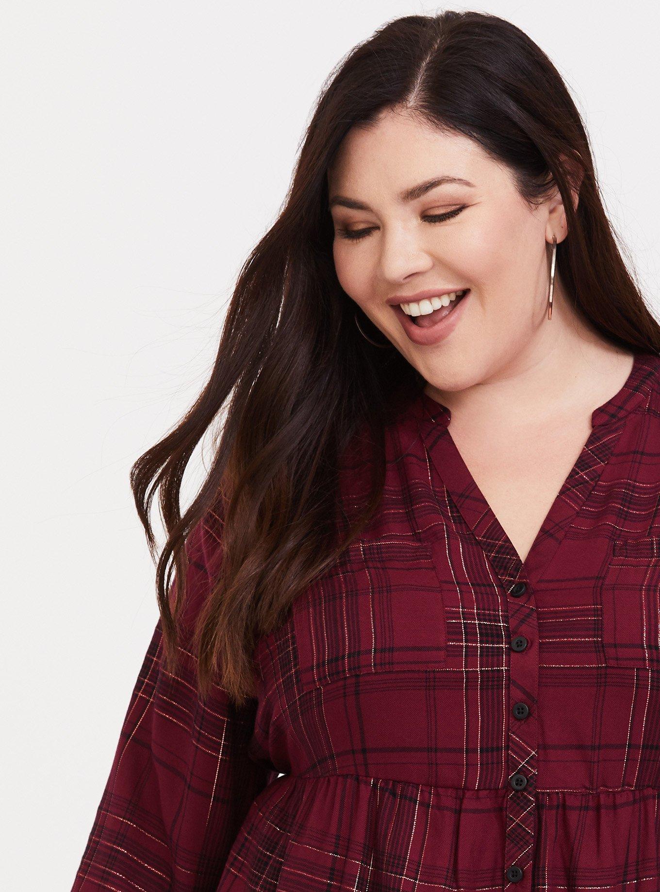 Plus Size - Emma - Plaid Lurex Babydoll Tunic - Torrid