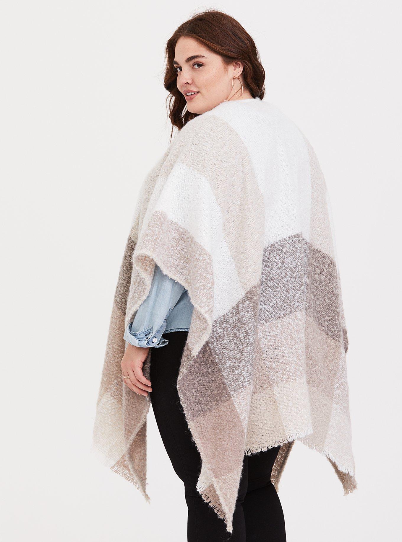 Plus Size - Ivory Multicolor Plaid Ruana - Torrid