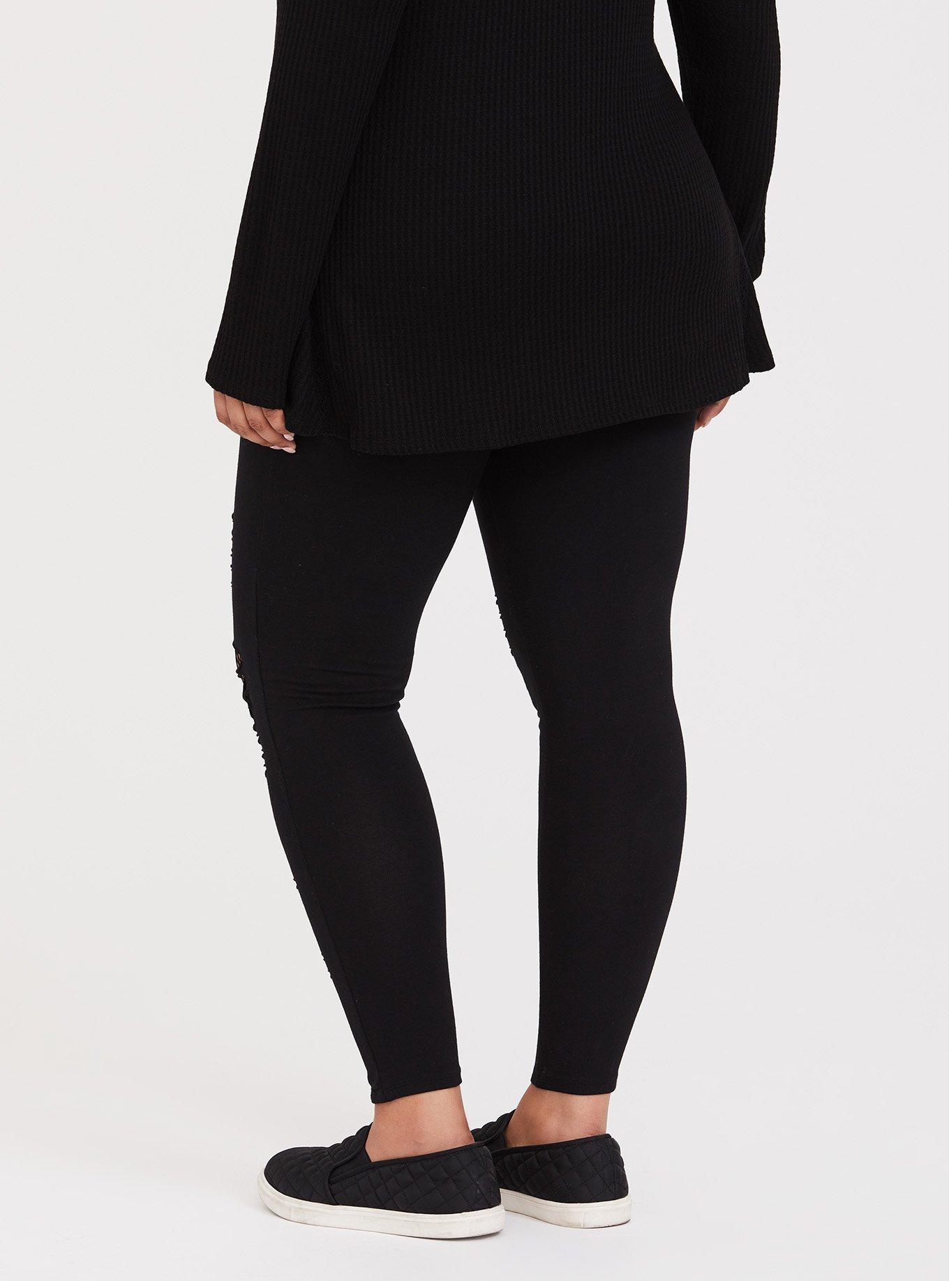 Plus Size - Premium Legging - Slashed Mesh Underlay Black - Torrid