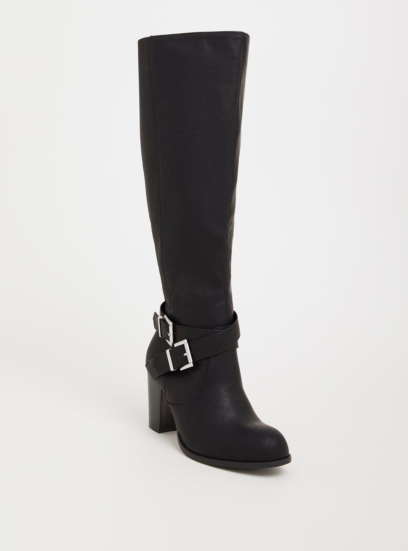 Plus Size - Buckle Detail Heeled Knee Boot (WW) - Torrid