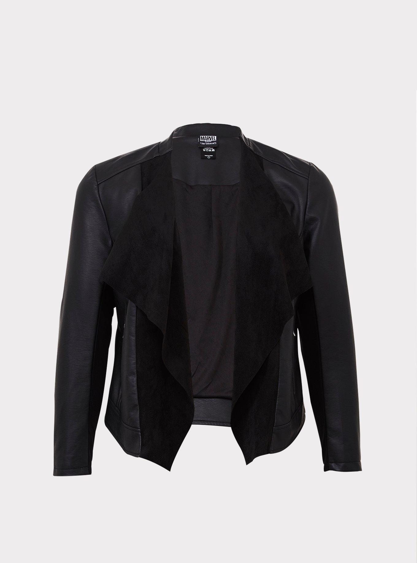 Plus Size - Her Universe Marvel Thor Black Embroidered Moto Jacket - Torrid