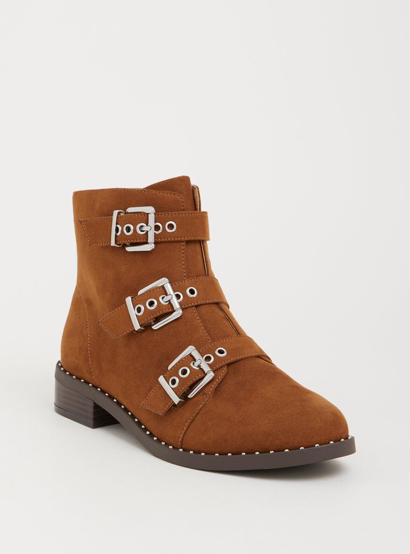 Plus Size - Brown Buckle & Stud Bootie (Wide Width) - Torrid