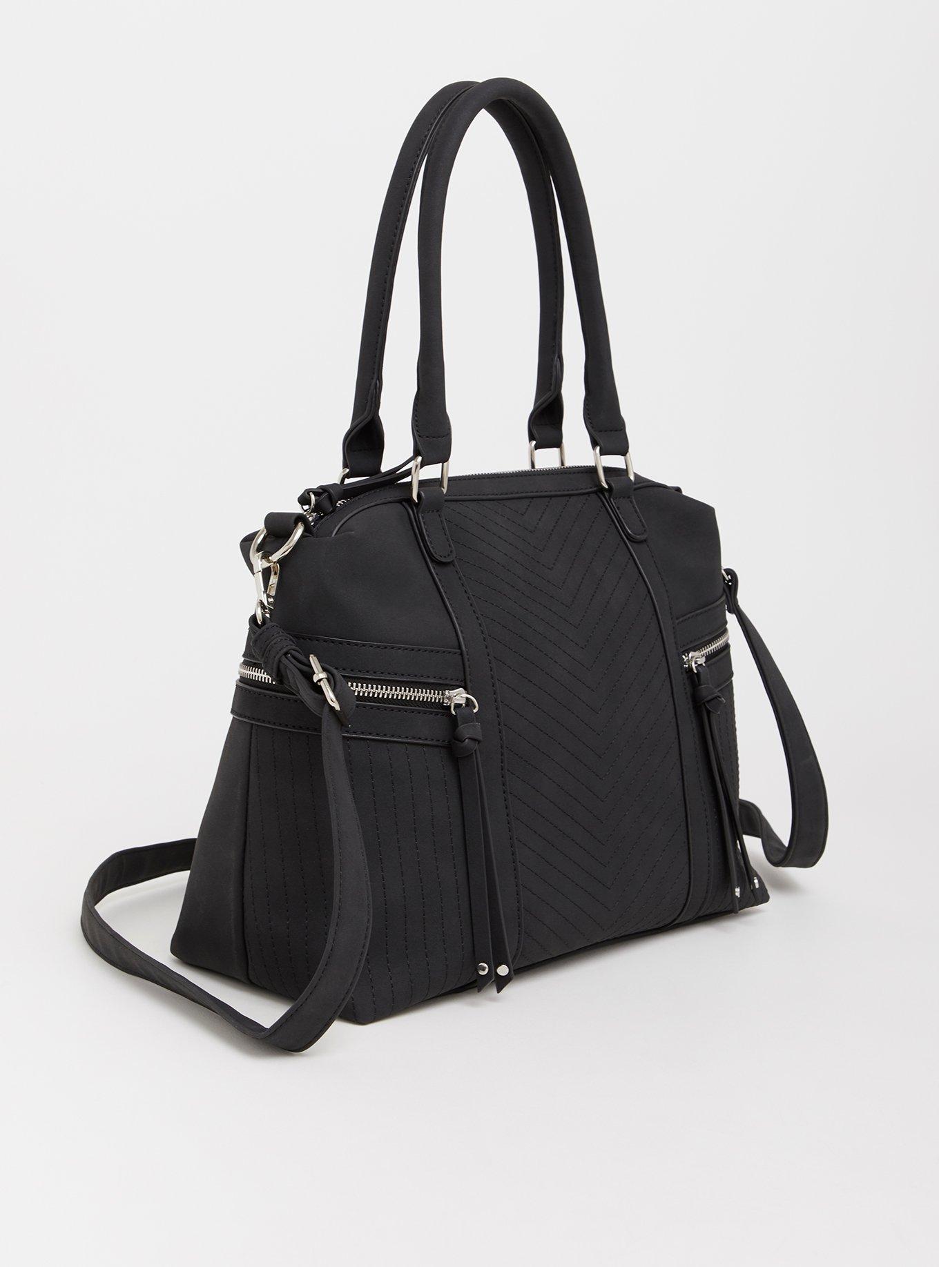 Plus Size - Black Faux Leather Quilted Satchel - Torrid