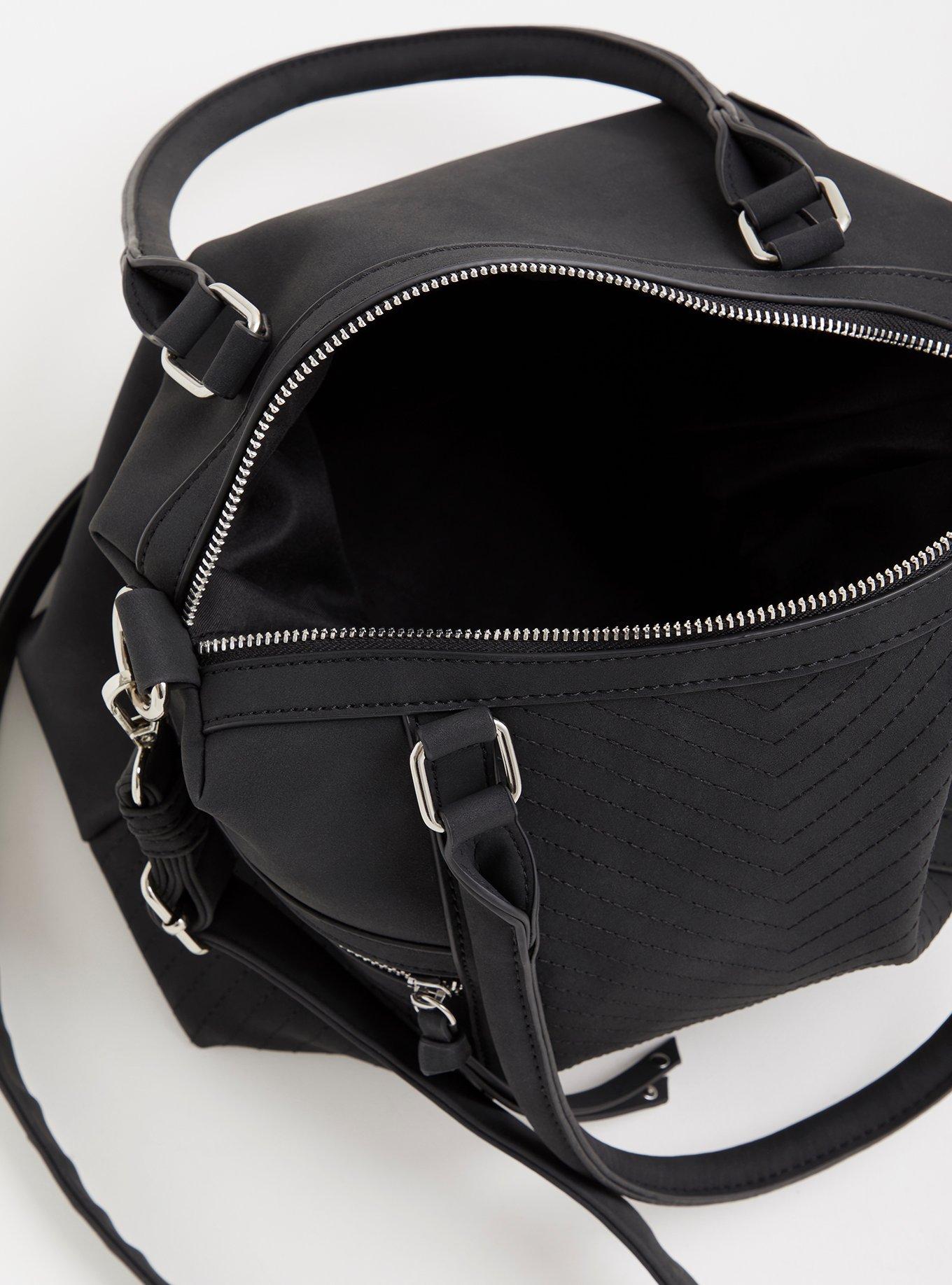 Plus Size - Black Faux Leather Quilted Satchel - Torrid