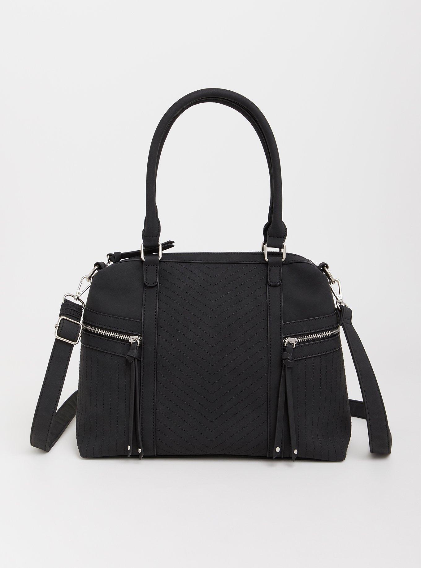 Plus Size - Black Faux Leather Quilted Satchel - Torrid